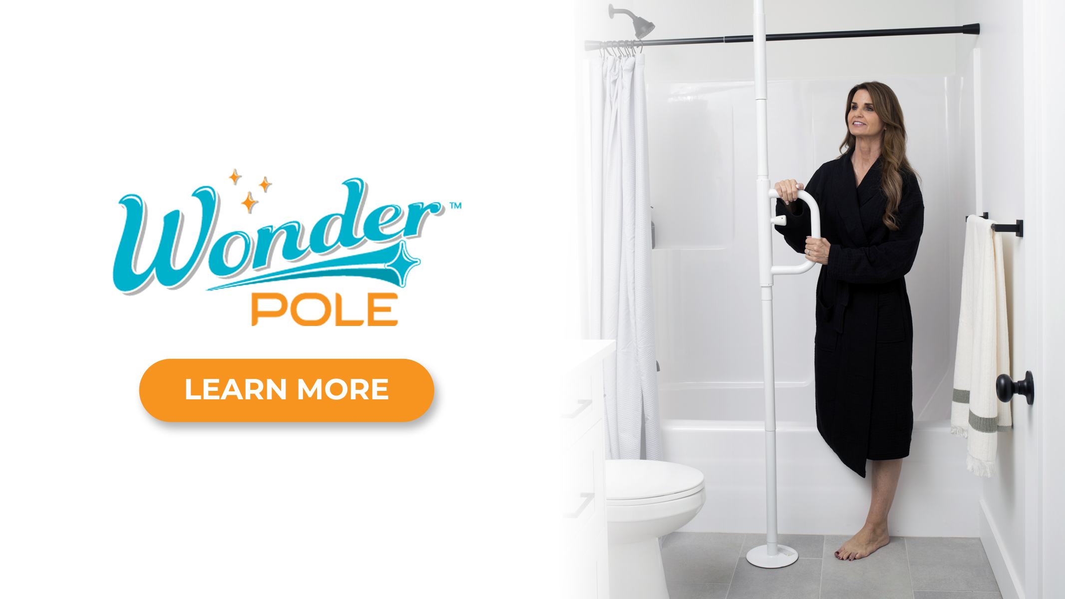 Stander Wonder Pole with Rotating Single Grab Bar, Tension Mounted ...