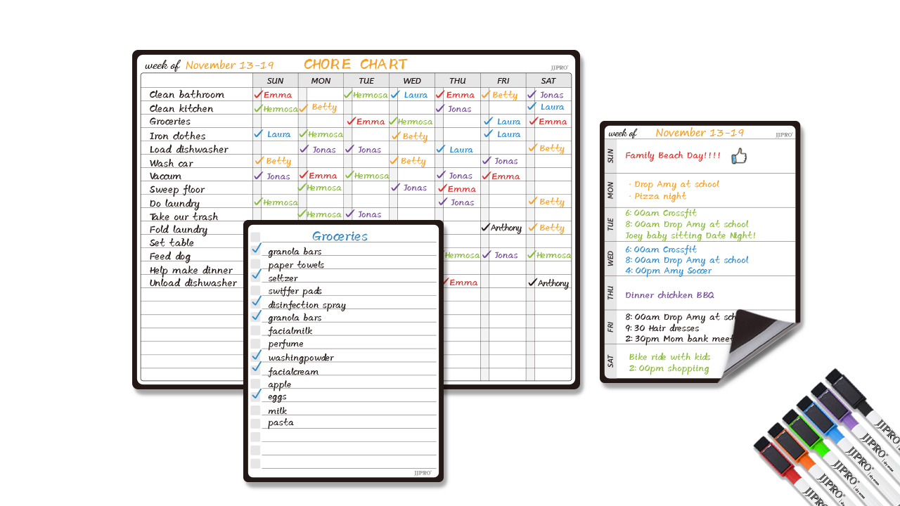 JJPRO Magnetic Dry Erase Chore Chart for Family - Chore Board for ...