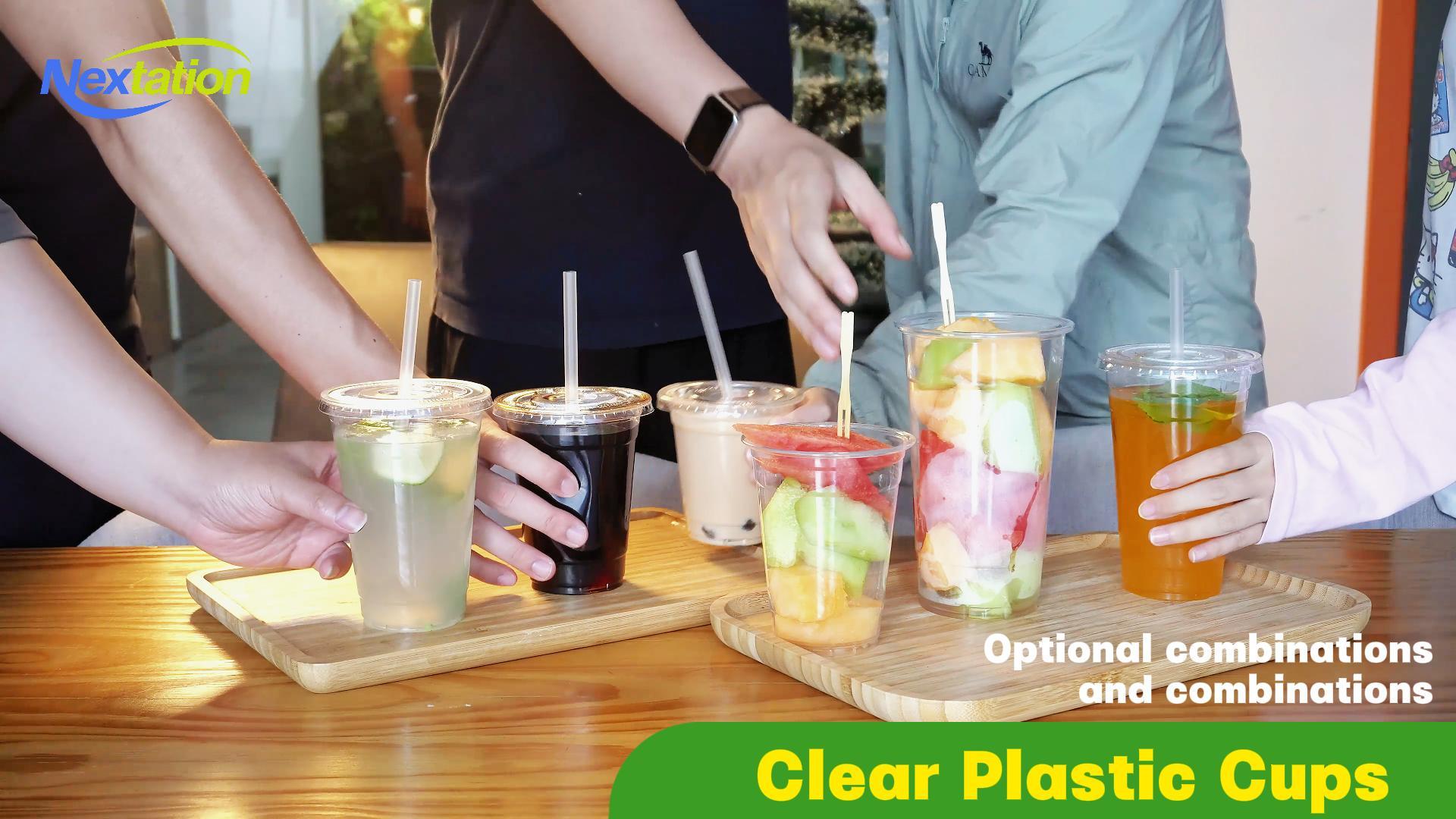 Nextation 50 Pack 20 oz Clear Plastic Cups with Lids (No Straws ...