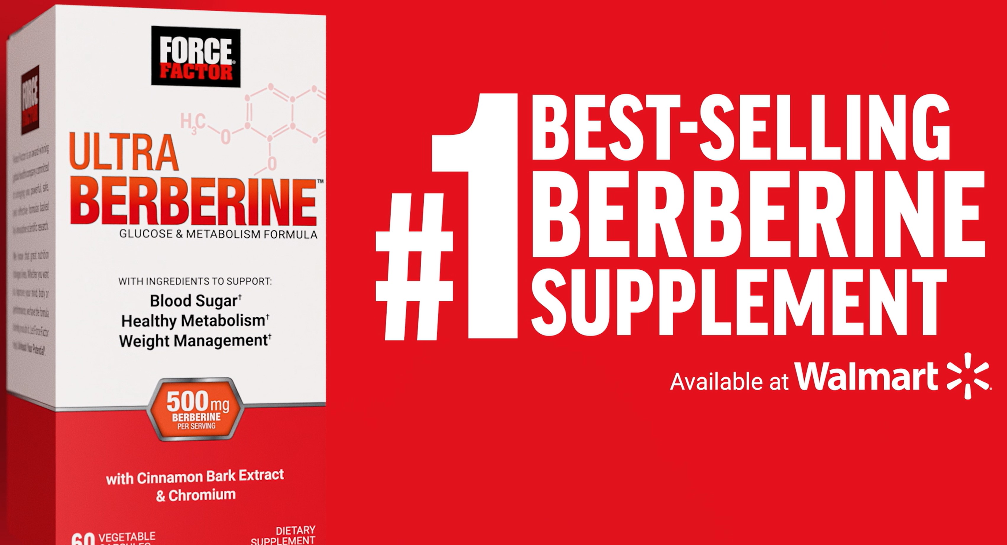 Force Factor Ultra Berberine 500mg Berberine HCl Supports Glucose Metabolism 60 Vegetable ...