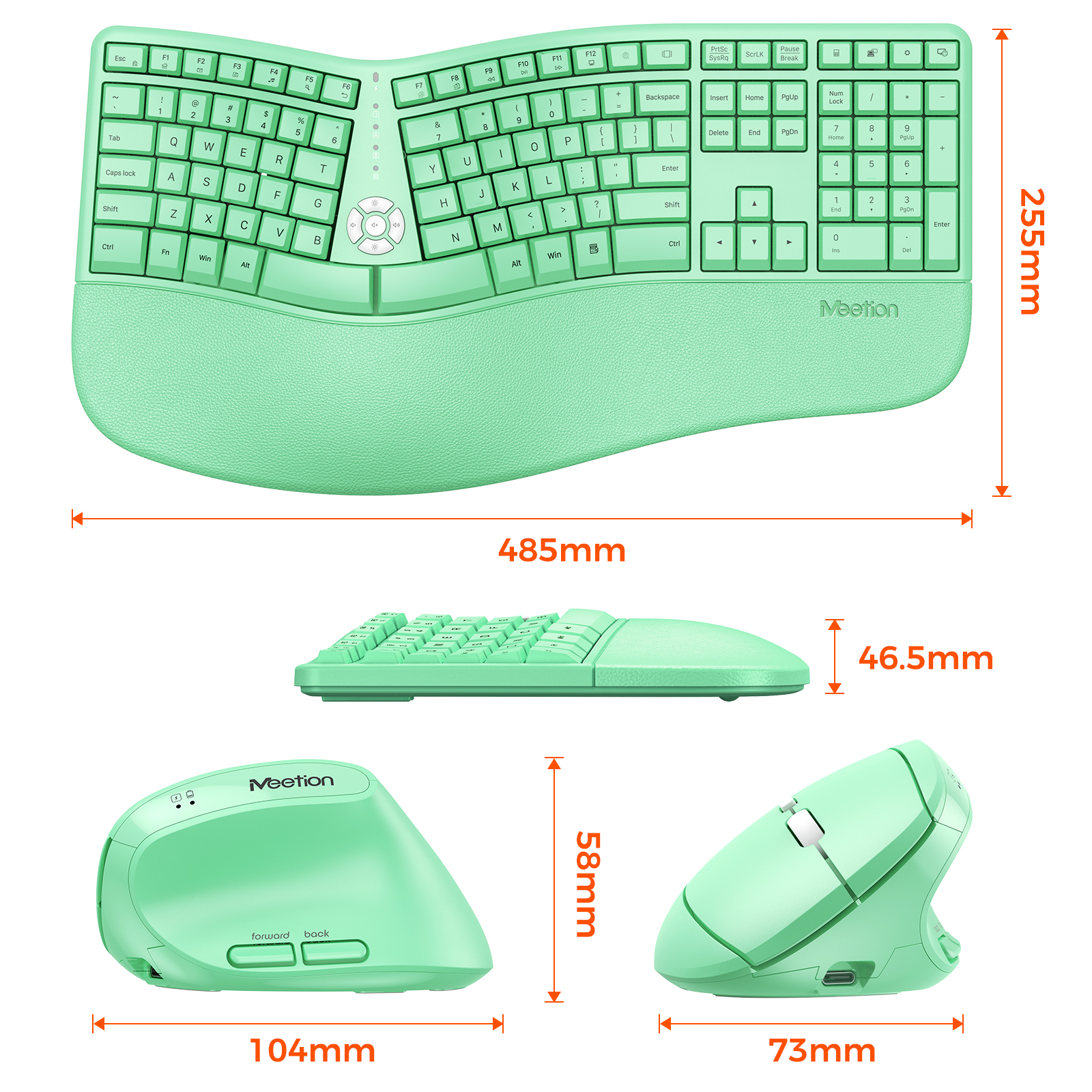 MEETION Wireless Keyboard and Mouse Combo, Ergonomic Split Design ...