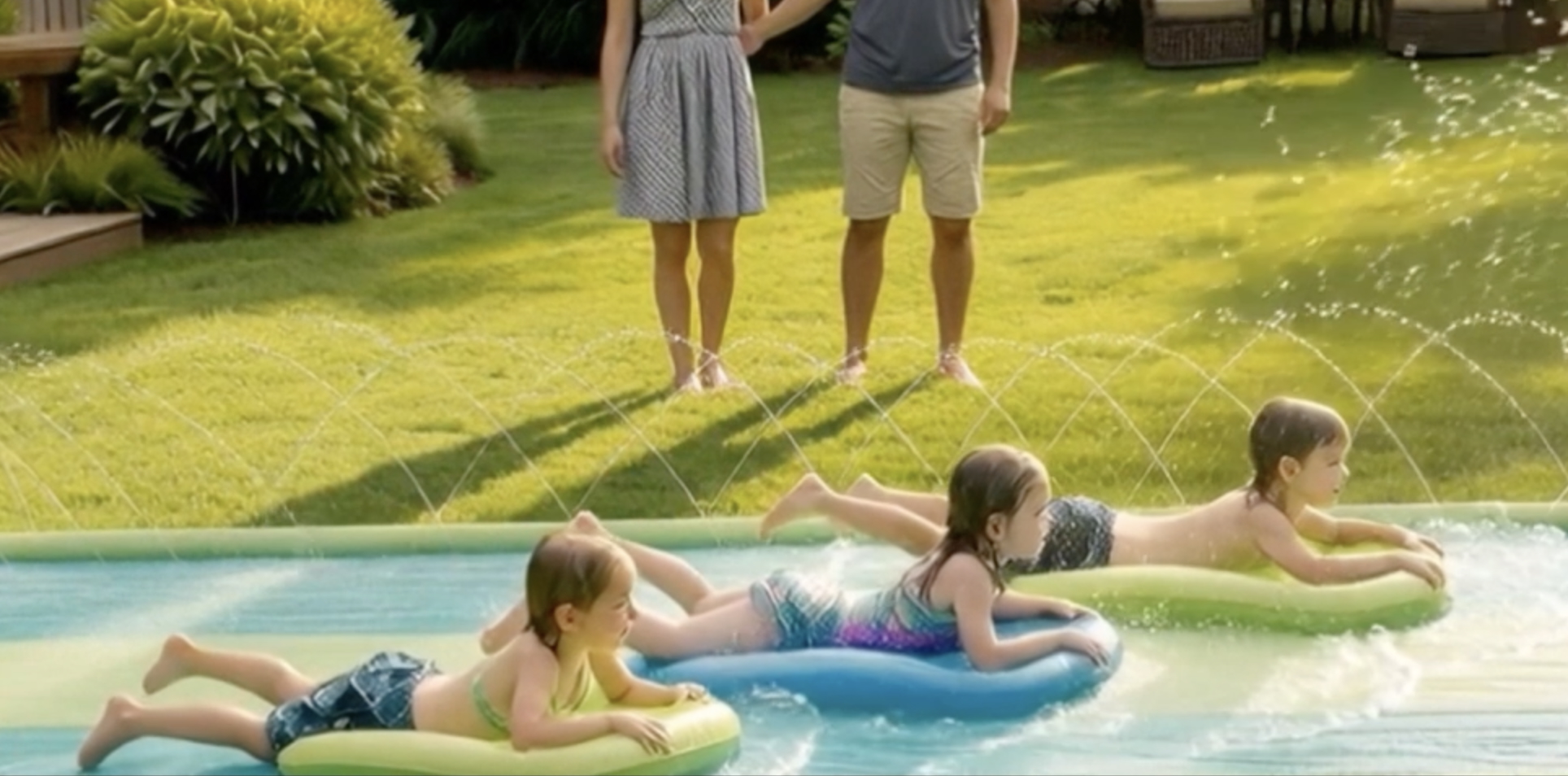 Bluescape Triple-Lane Water Slide + (3) Inflatable Boogie Boards for ...