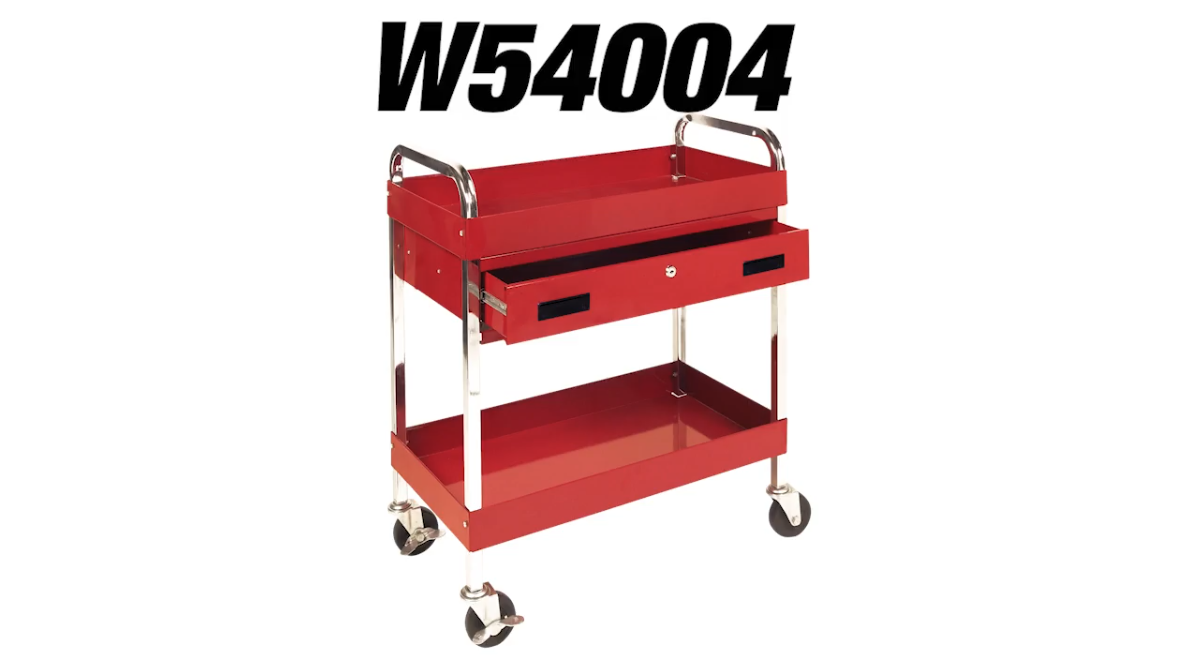 Performance Tool W54004 Two-Shelf Utility Cart with Locking Drawer ...