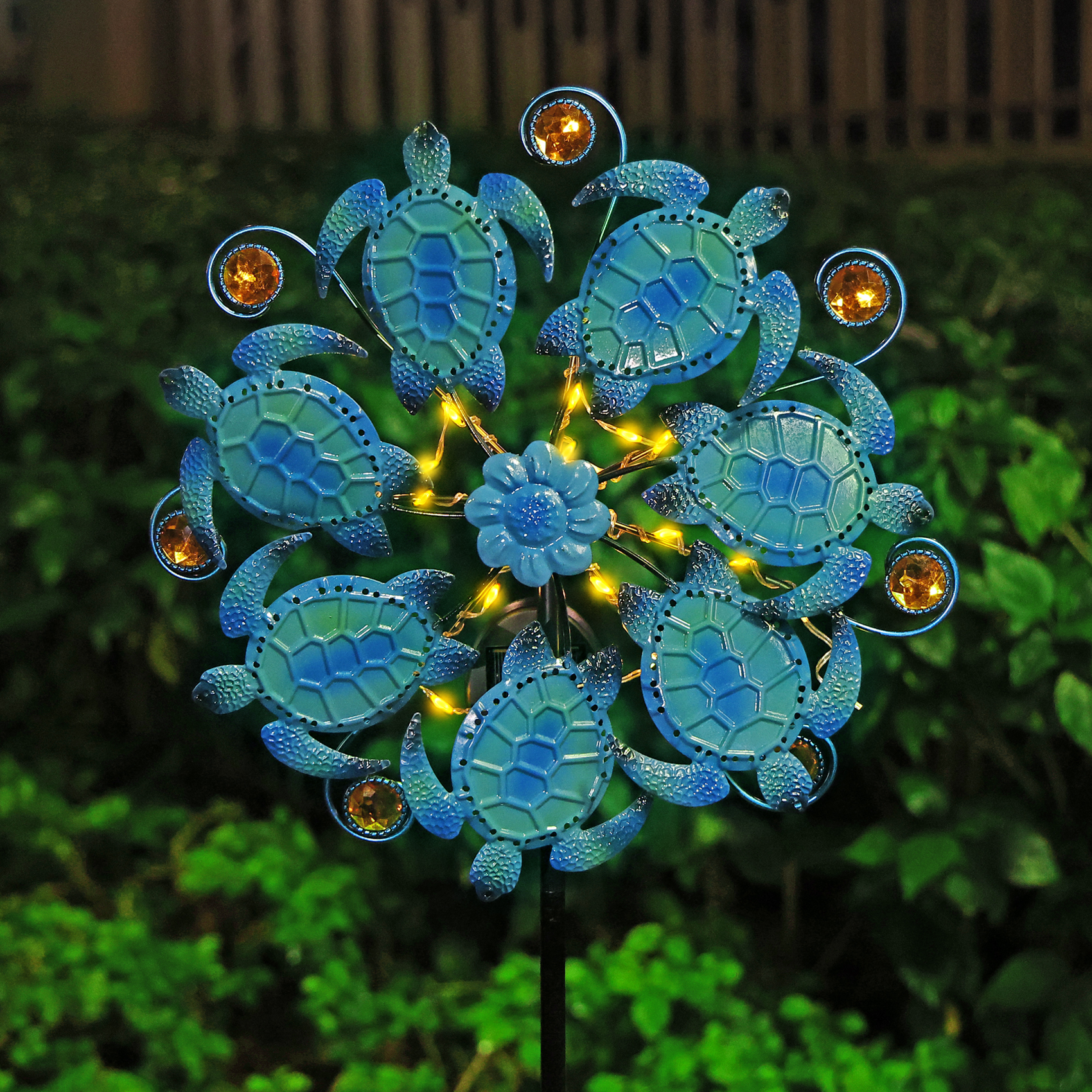 51" Outdoor Solar Wind Spinners for Yard and Garden,Sea Turtle Metal ...