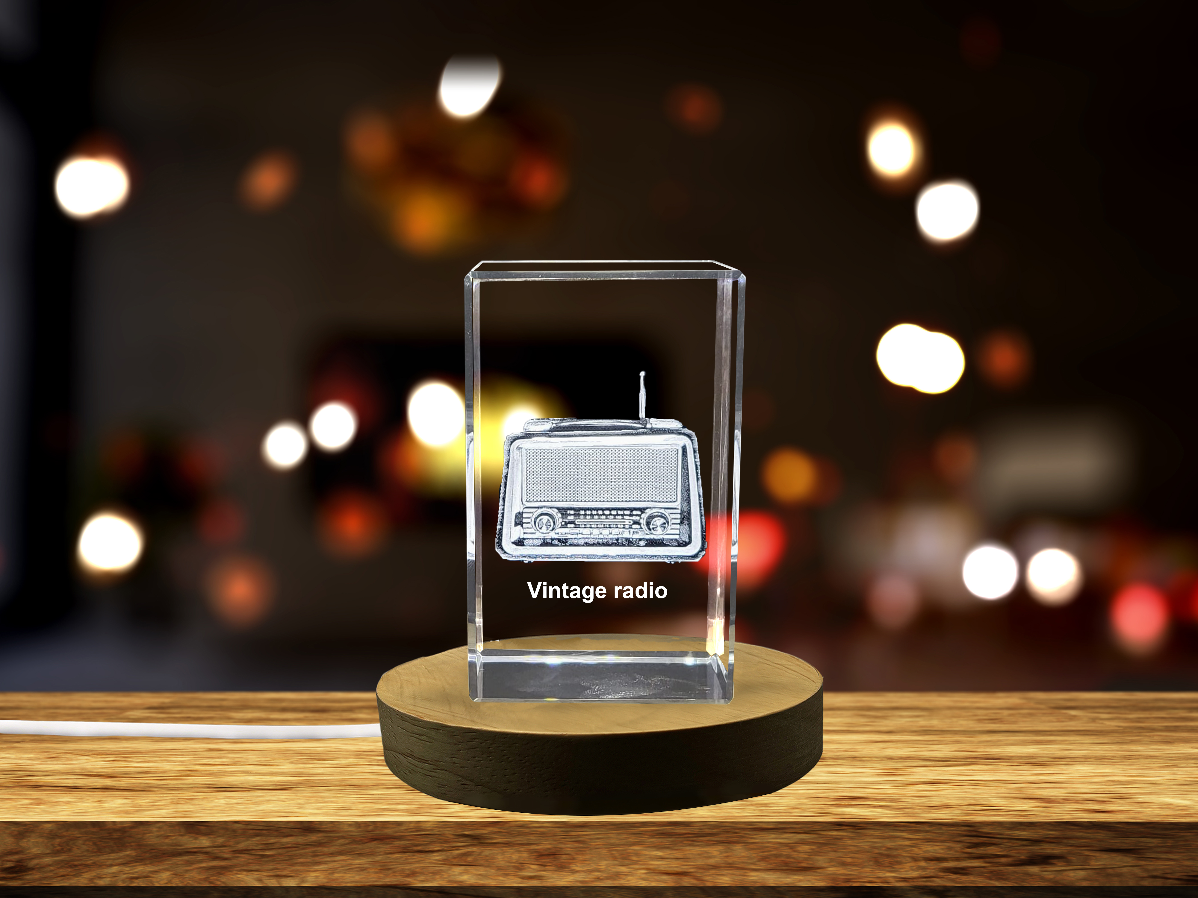 Vintage Radio Decor Crystal Engraved with Retro 3D Design Gift ...