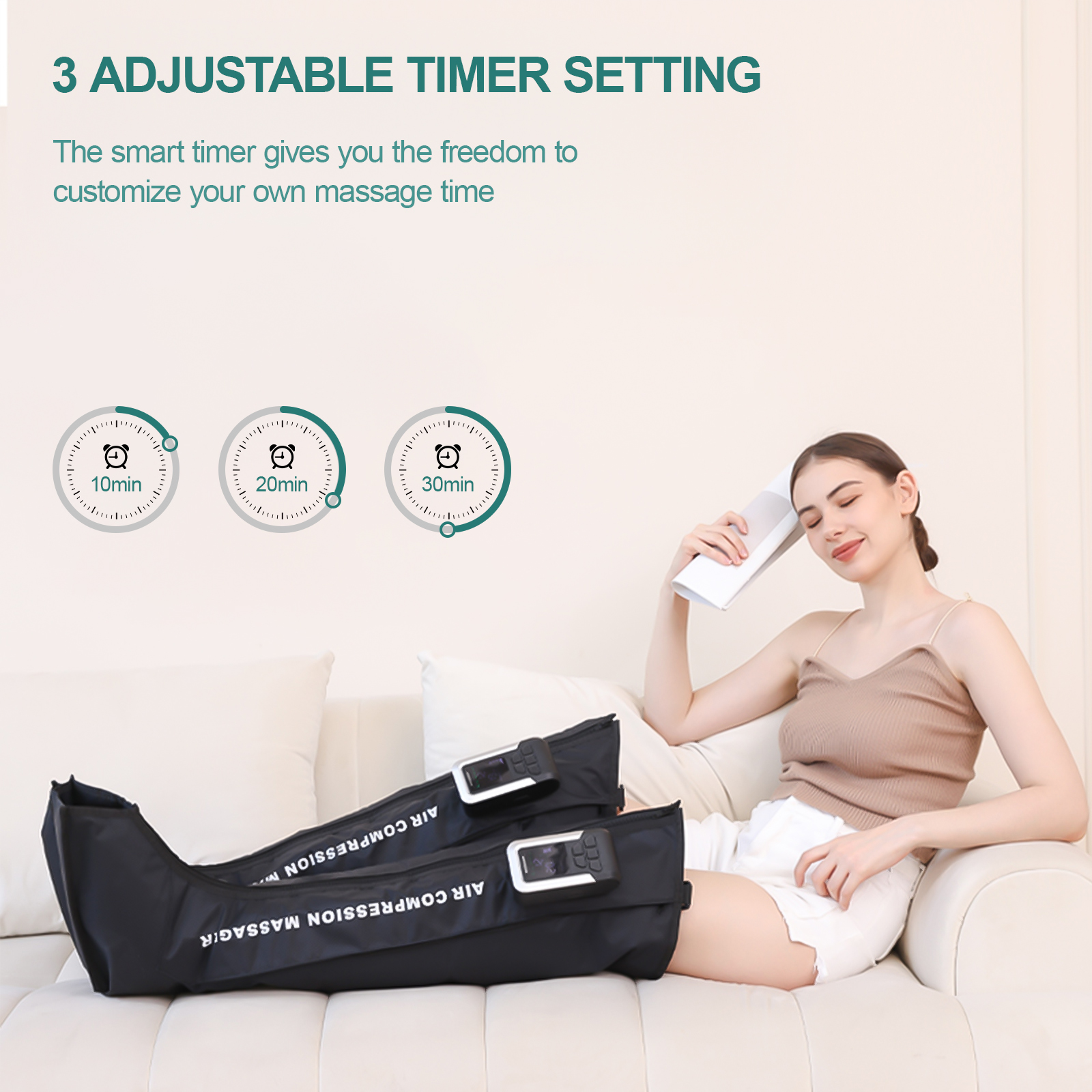 HMMSYLVA 2PCS Rechargeable Air Compression Boots Full Leg Massager for ...