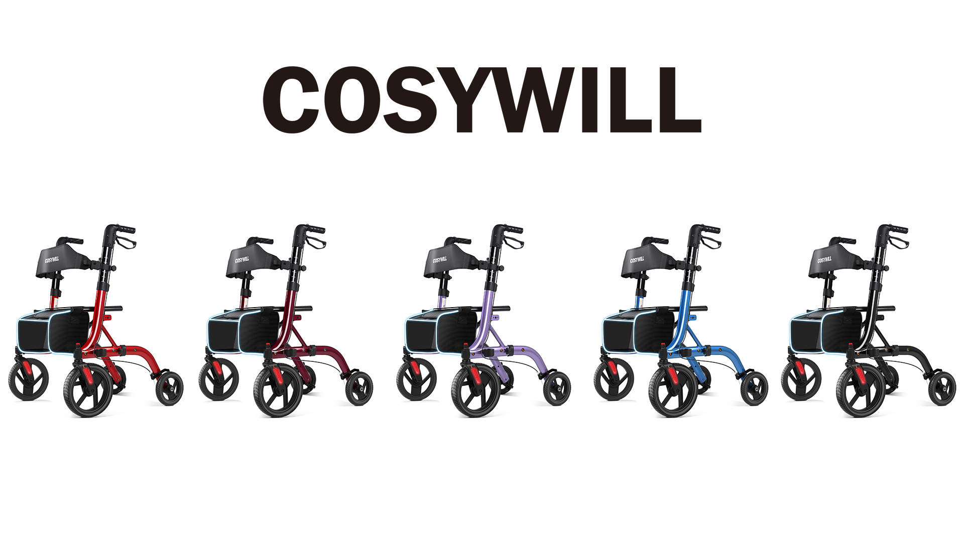 COSYWILL Walker with Seat,Foldable Rollator Walker,10" Wheels,Height ...