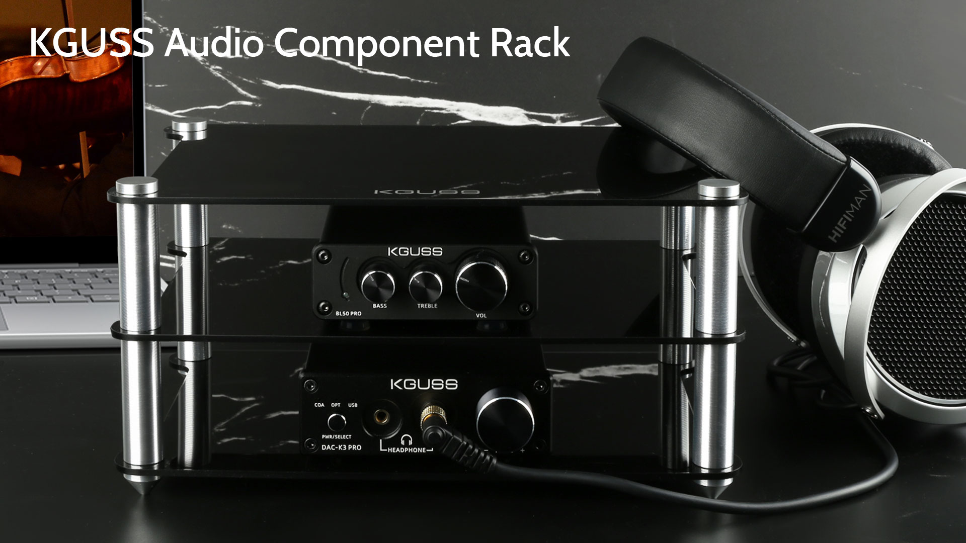 KGUSS desktop Mini 3-Layer Transparent Black Acrylic Audio Component ...