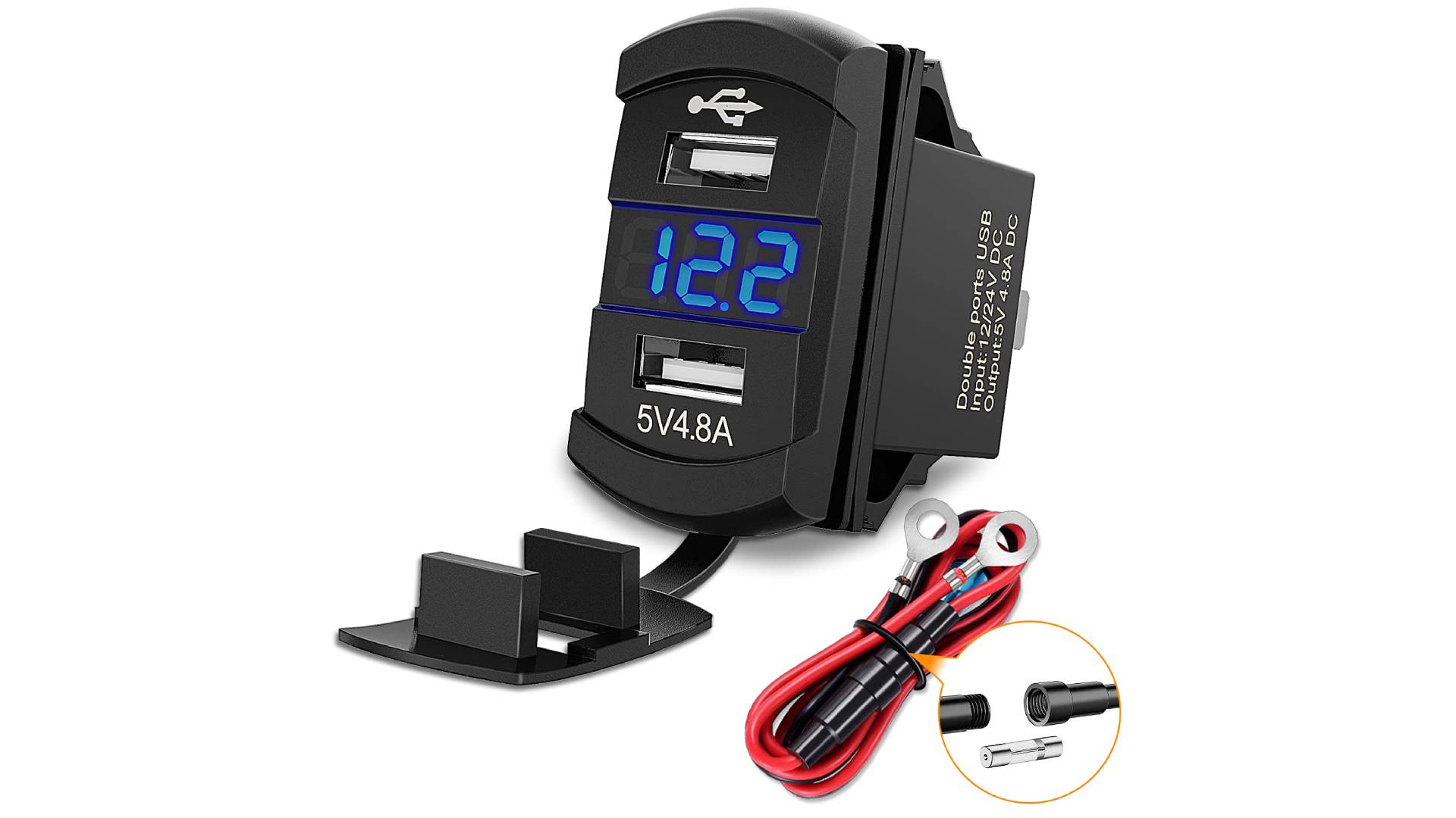 Dual USB Car Charger Port Rocker Switch Style, 12V Waterproof USB ...