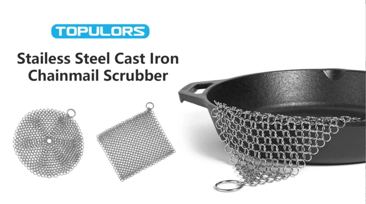 Bonison, Cast Iron Skillet Cleaner, 7 Inch Chainmail Scrubber - Walmart.com