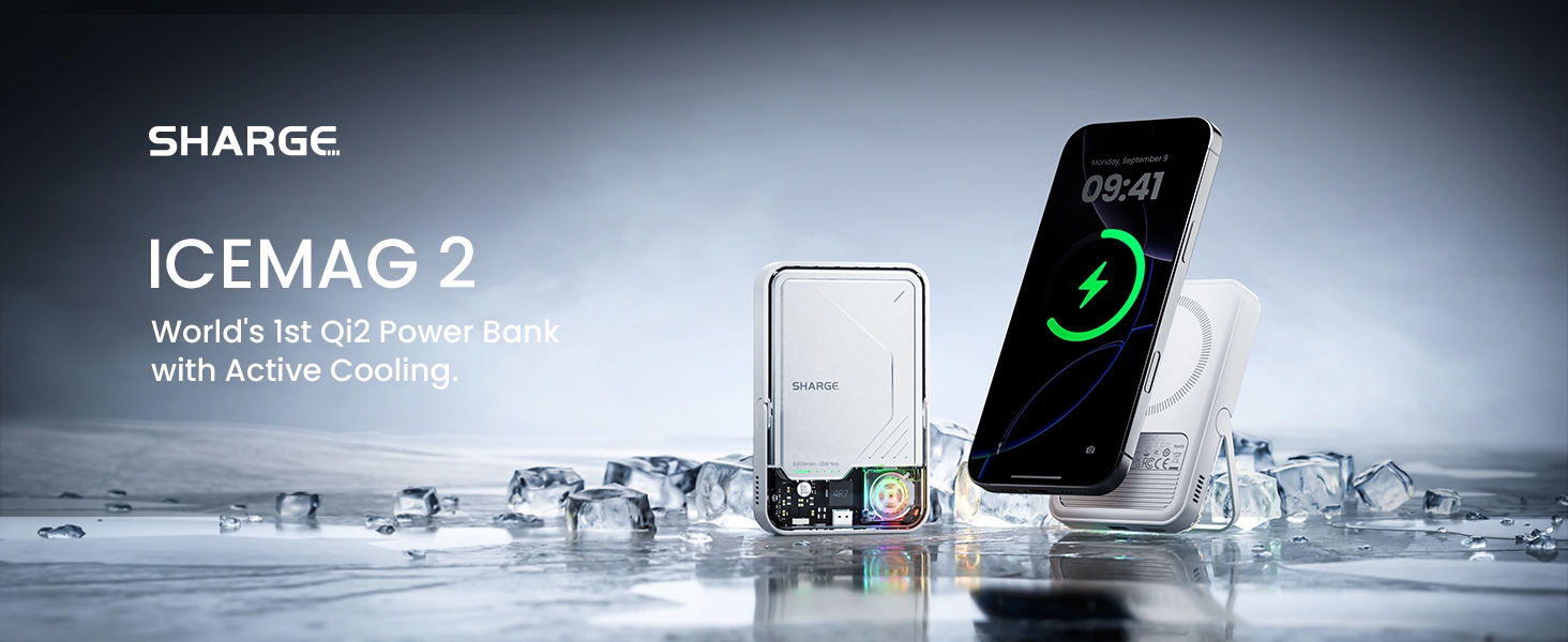 SHARGE ICEMAG 2 Magsafe Power Bank, 15W Qi2 Magnetic Portable Charger ...