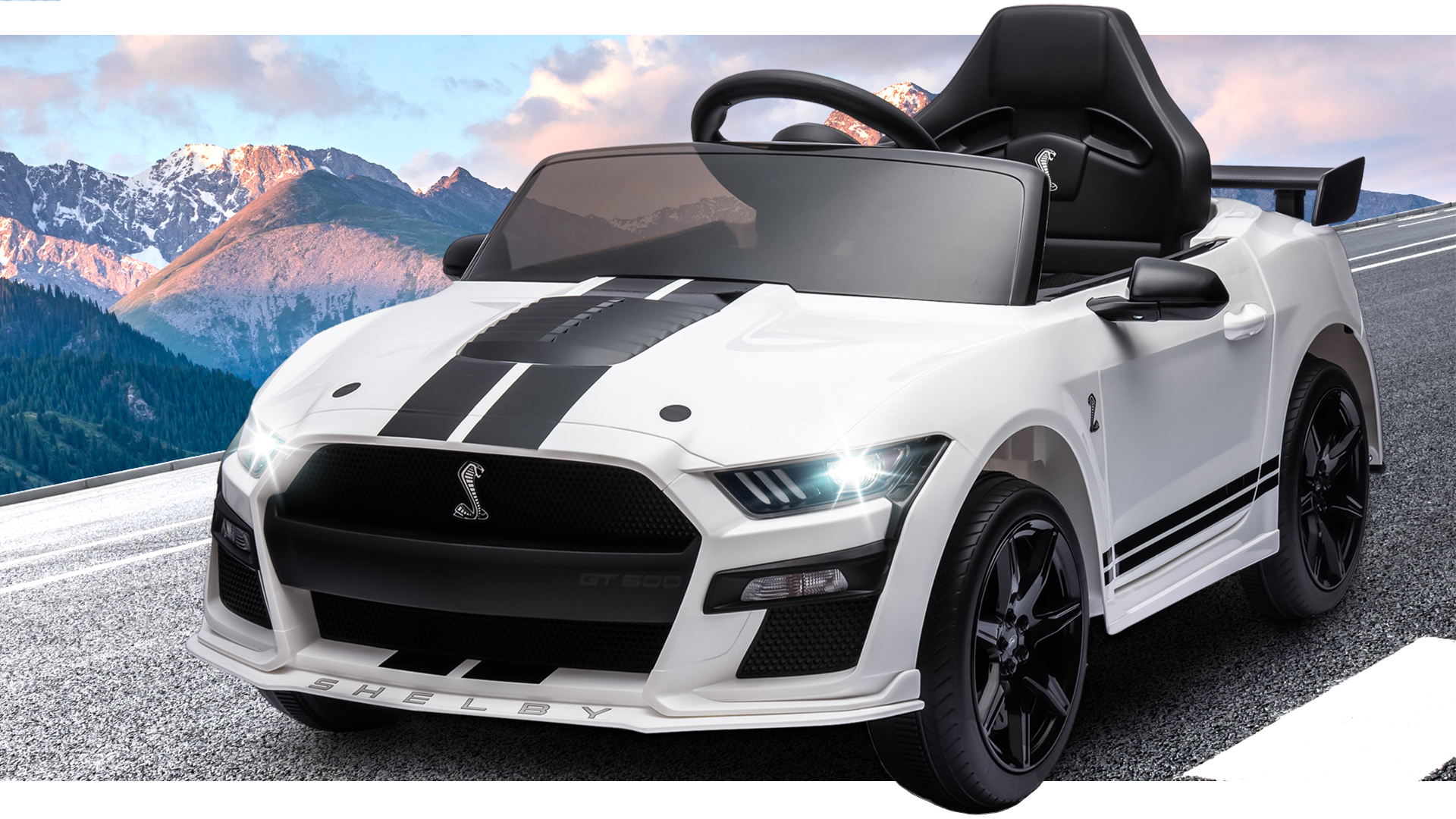 Ford Mustang Shelby 12V Drive Battery Ride-On Car, Pink with Remote ...