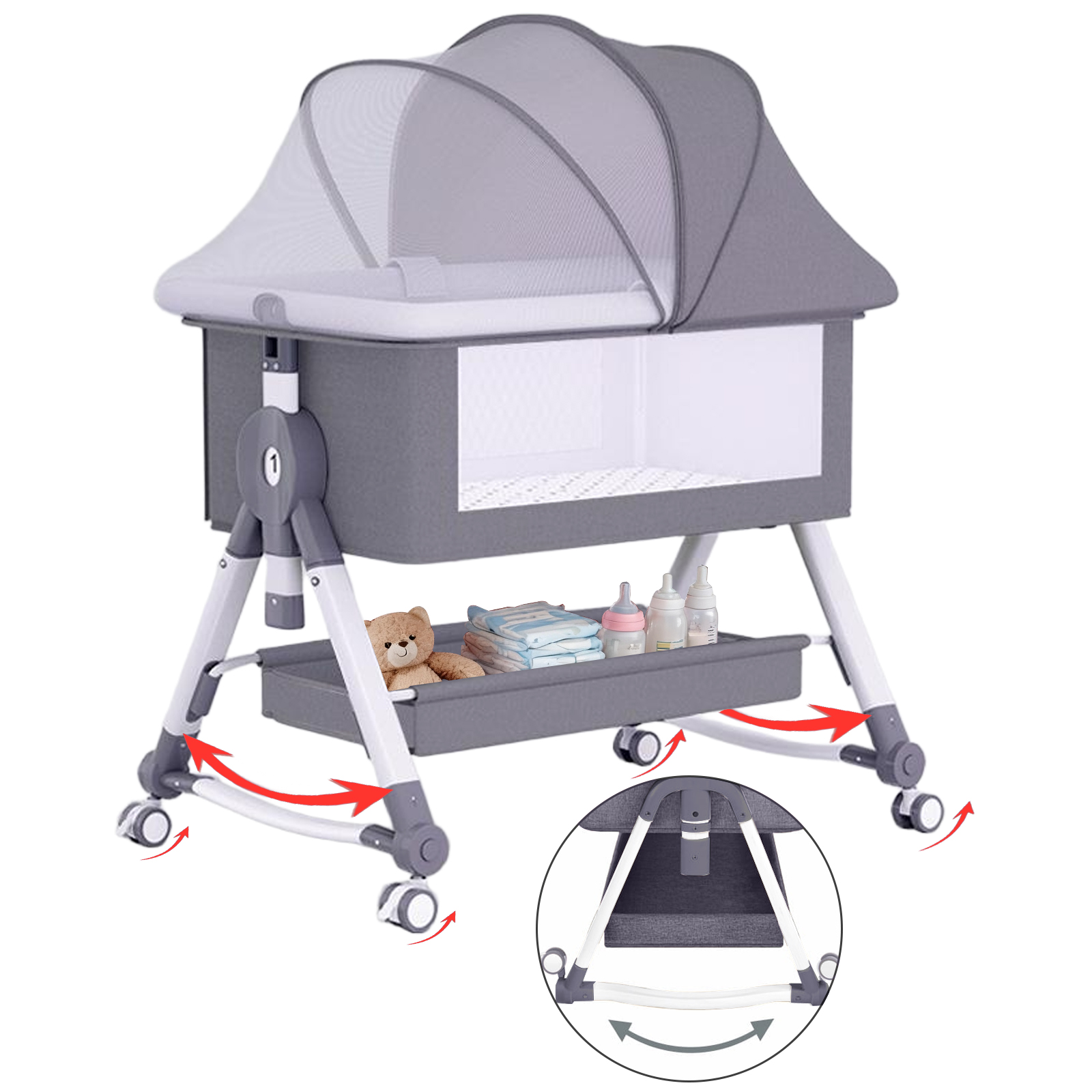 ManyFun Baby Bassinet, Caveen 4 in 1 Adjustable Infant Bedside Crib ...