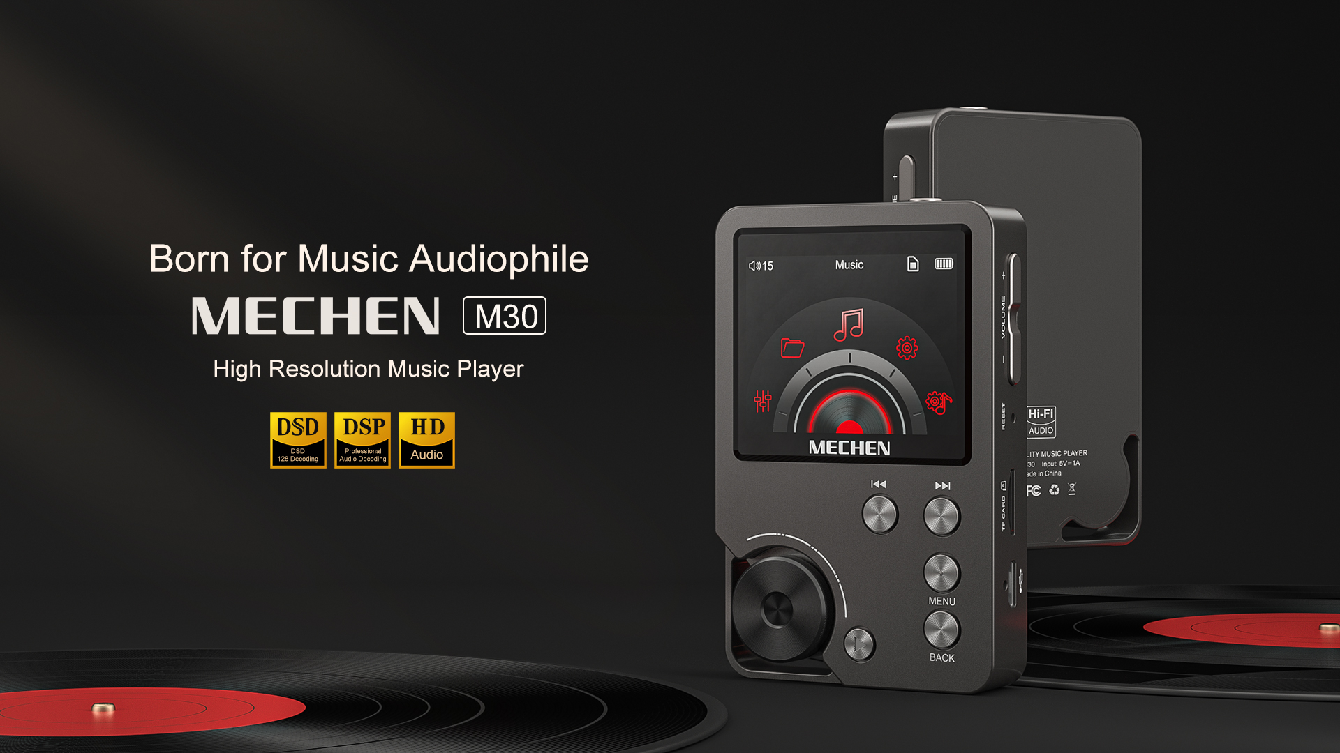 MECHEN M30 Hi-Fi Digital Audio Player, Lossless DSD, MP3, 64GB Card ...