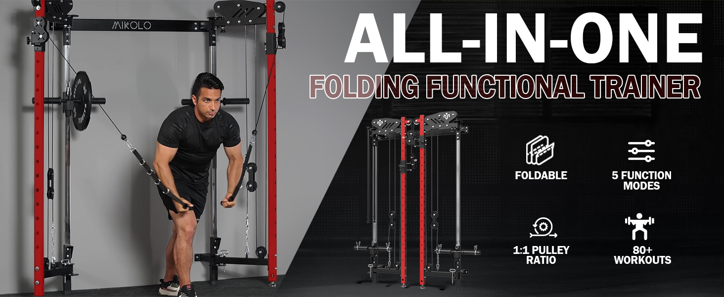 Mikolo Foldable Power Rack Cage,1000lbs Capacity Wall Mounted Squat ...