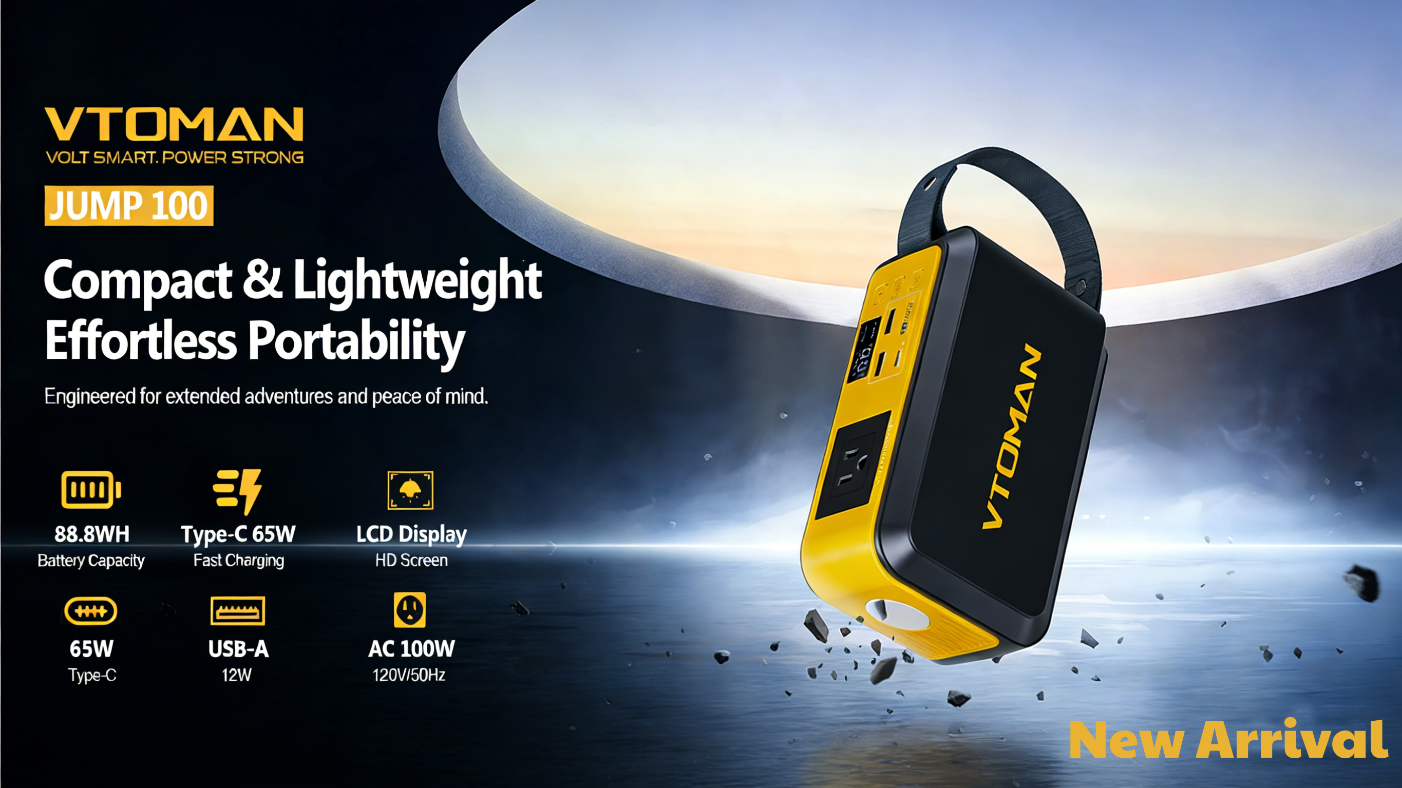 VTOMAN Jump 100 Portable Power Station, 88.8Wh LiFePO4, 100W AC ...
