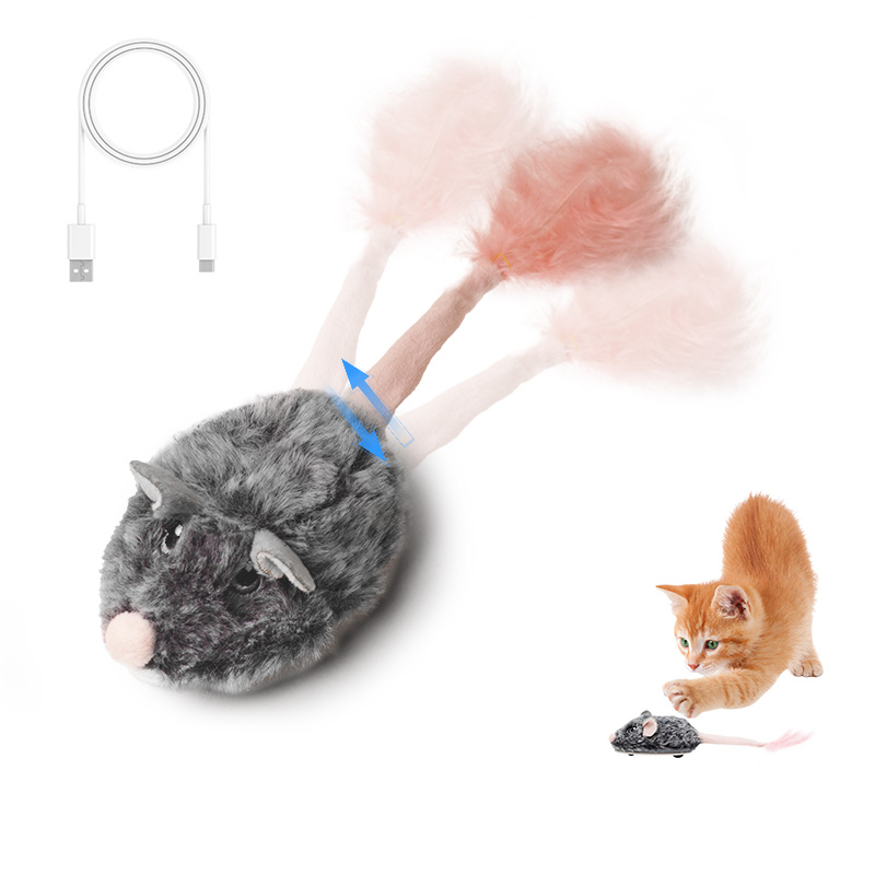 Cat Toys Squeaky Rechargeable Moving Mouse with Dynamic Magic Tail ...