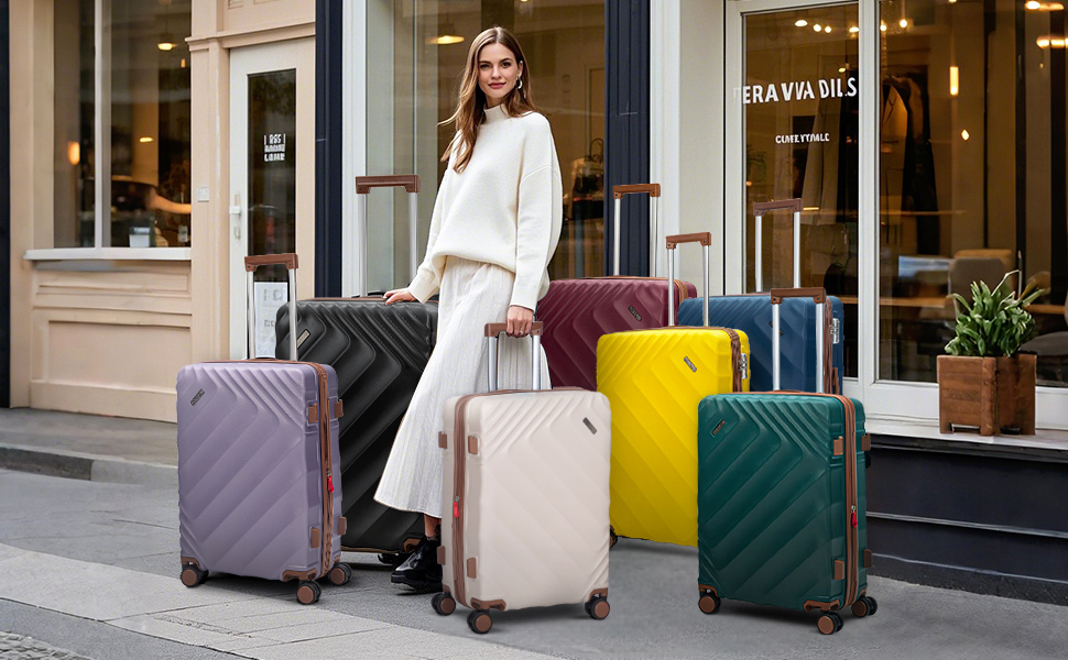 Rosamo 3-Piece 20 inch Hardside Luggage Set, Carry on Suitcase with ...