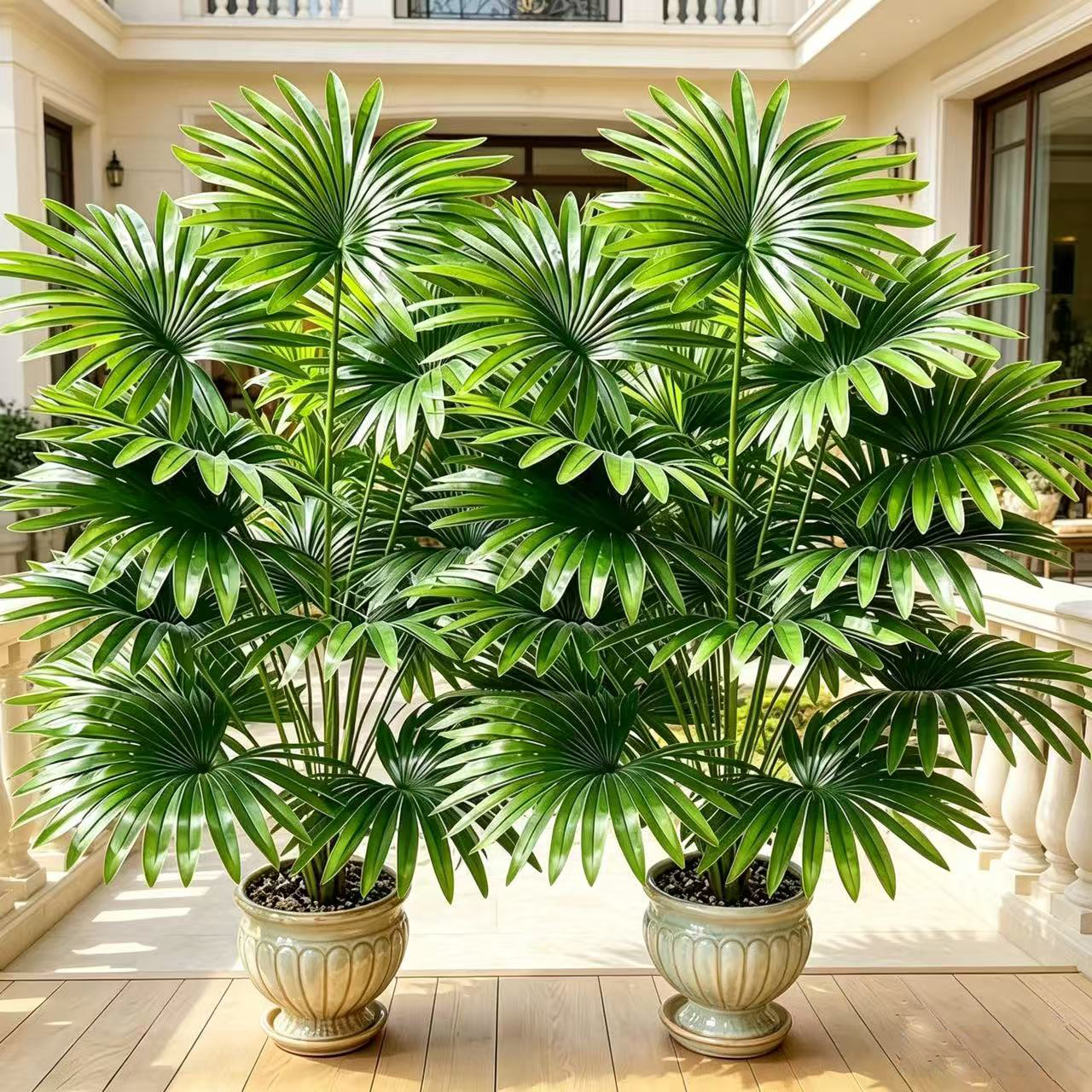 33.46 Inch Artificial Fan Palm Plant 2 Pack, Faux Tropical Fan Palm ...