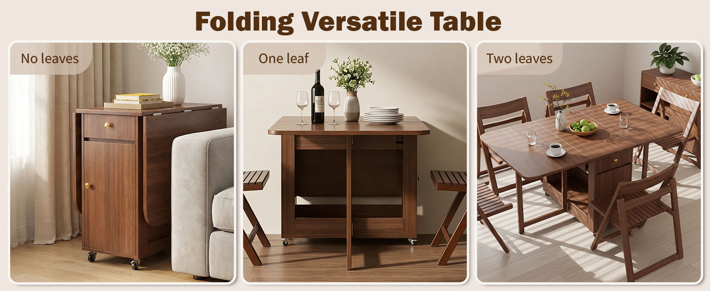 Extendable Drop Leaf Folding Dining Table Space Saving Living Room ...