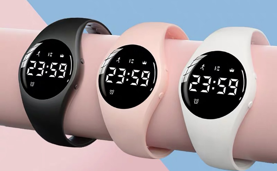 Fitness Pedometer Watch Waterproof Digital LED Sports Watch Alarm Timer ...