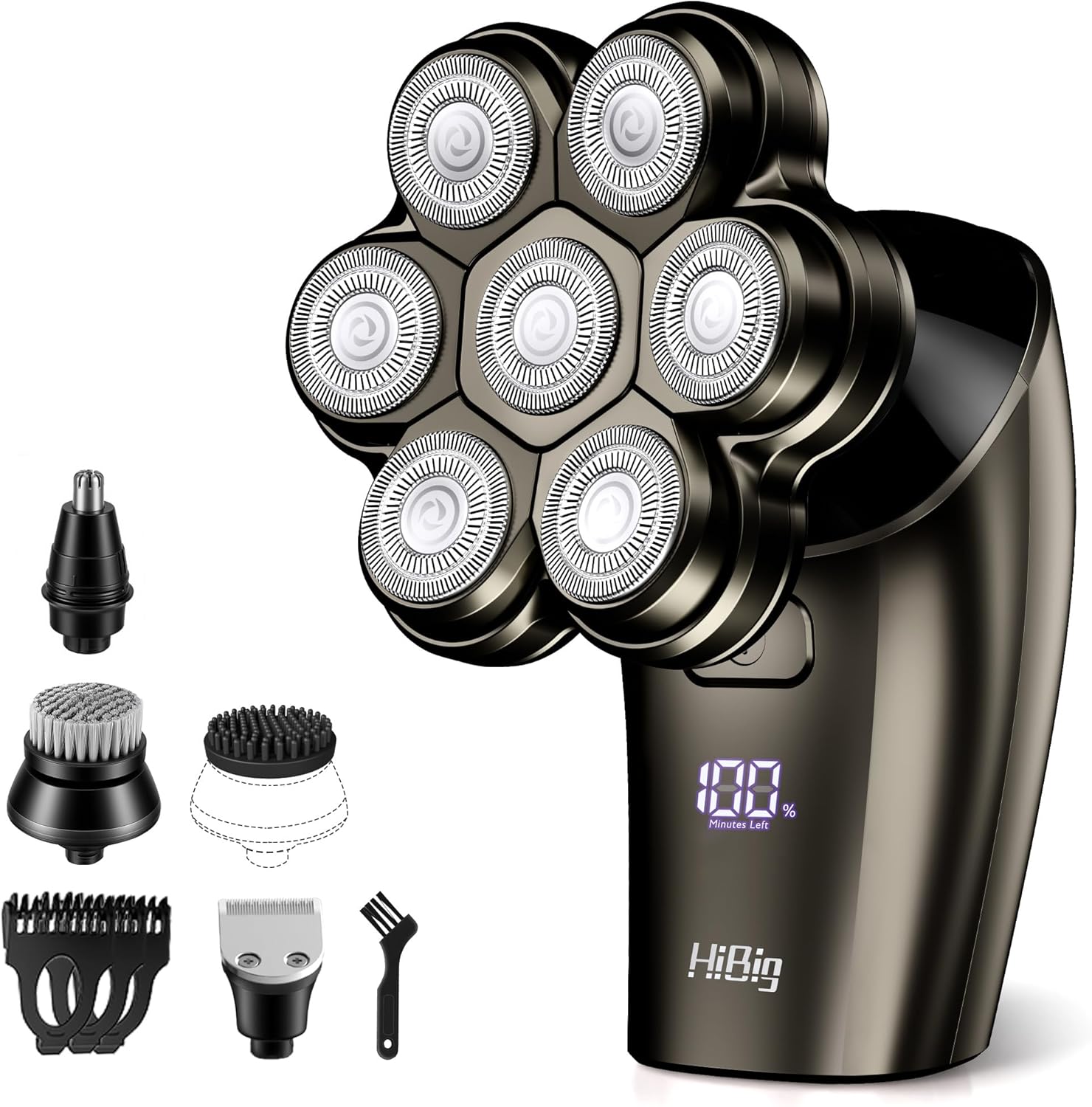 5-in-1 Electric Razor for Men, 7D Floating Head Shaver, IPX7 Waterproof ...