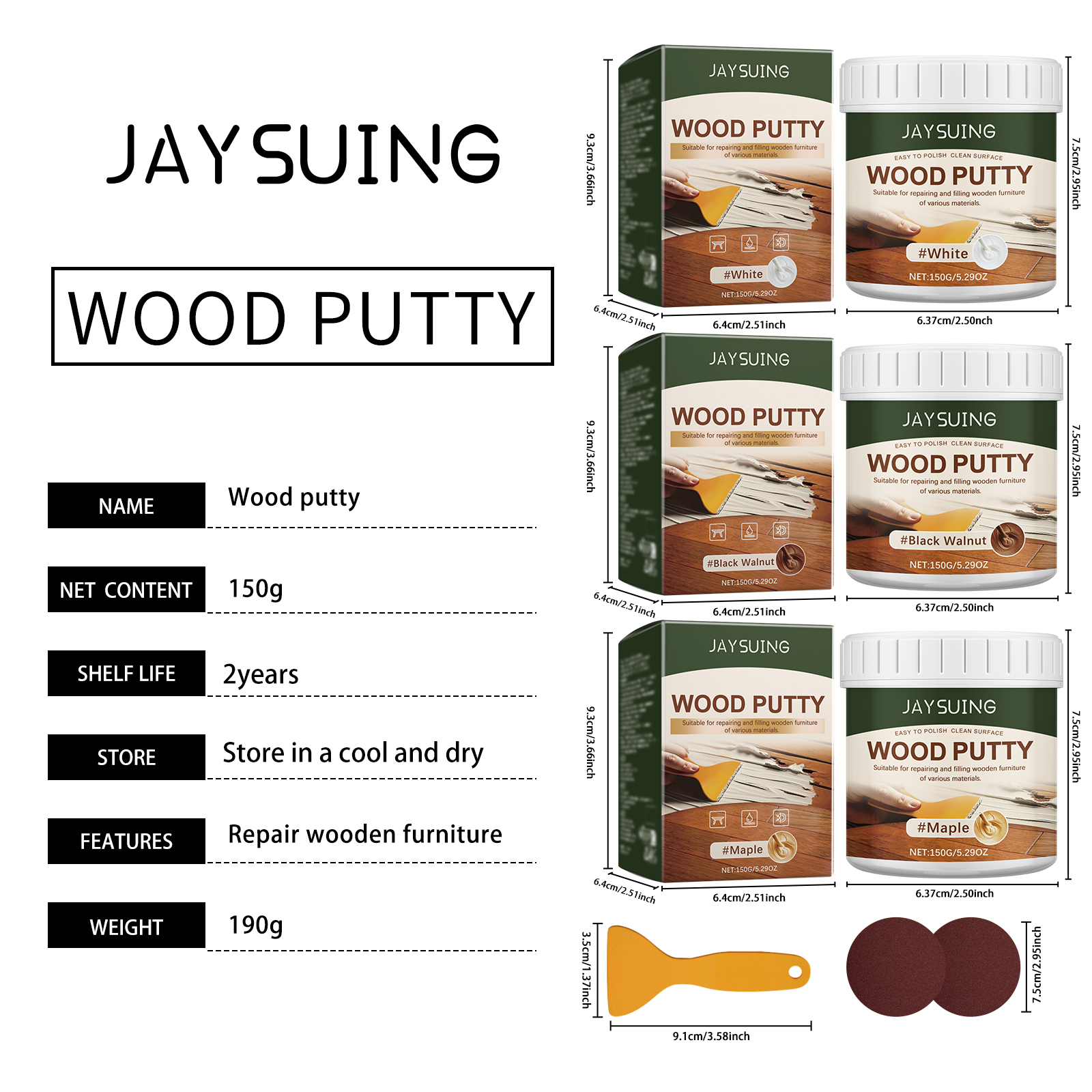 2 Pcs Wood Filler, Multi-Purpose Wood Repair Compound for Cracks, Gaps ...