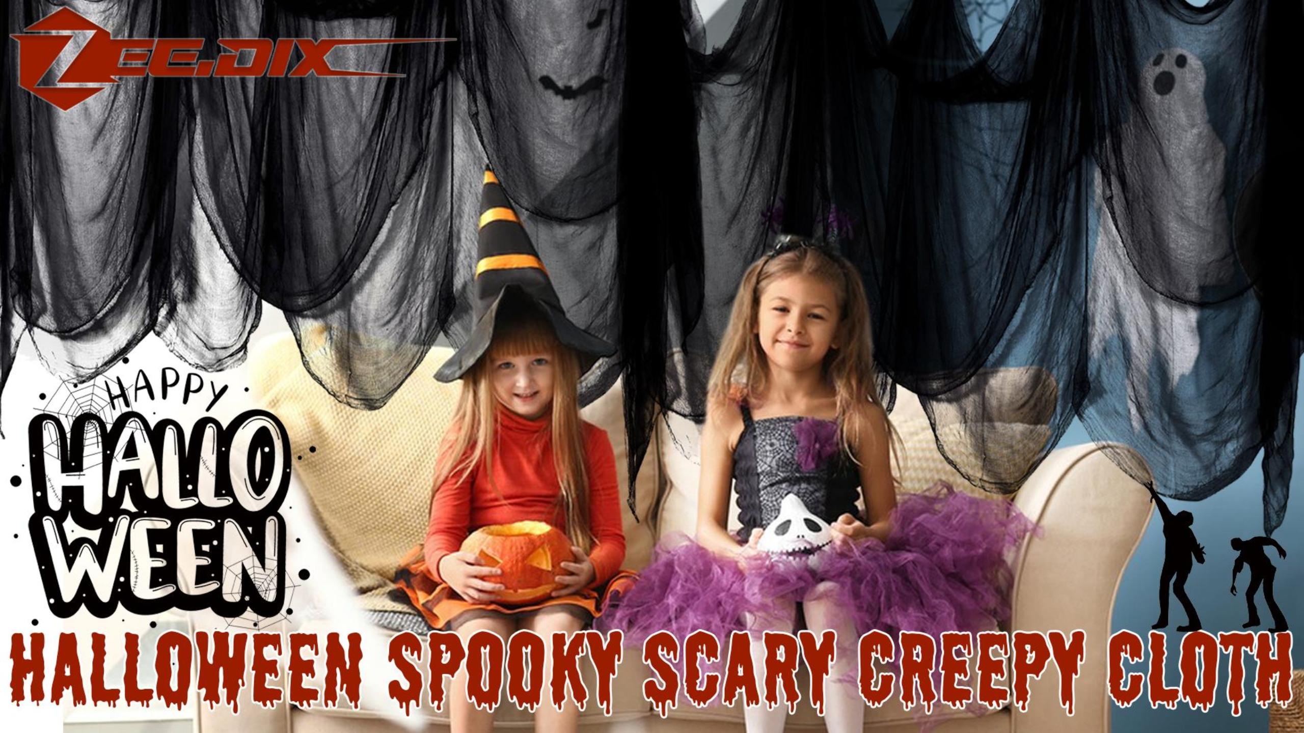 ZeeDix Halloween Black Creepy Cloth 85 x 315in Giant Halloween Cloth ...