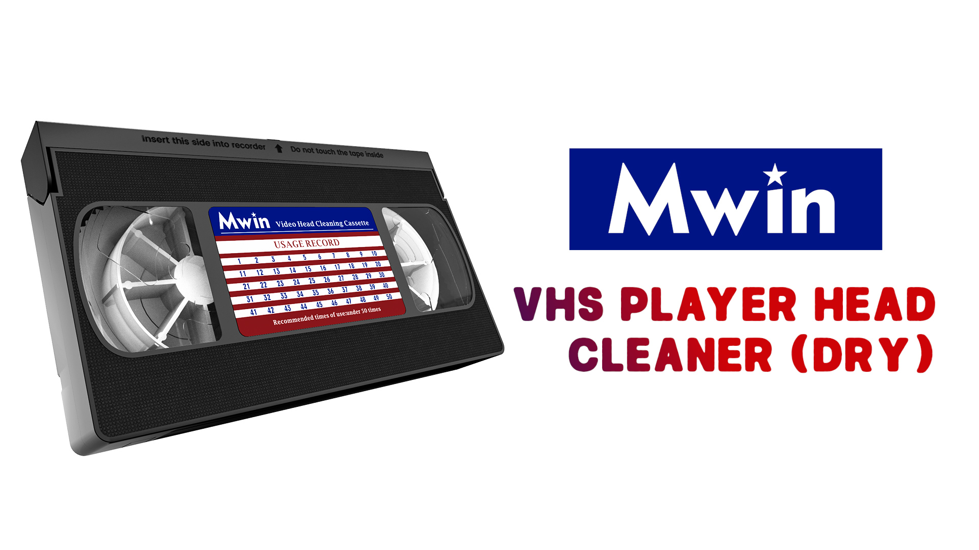 Mwin VHS Head Cleaner for VHS/VCR Players,Dry Technology- No Fluid ...