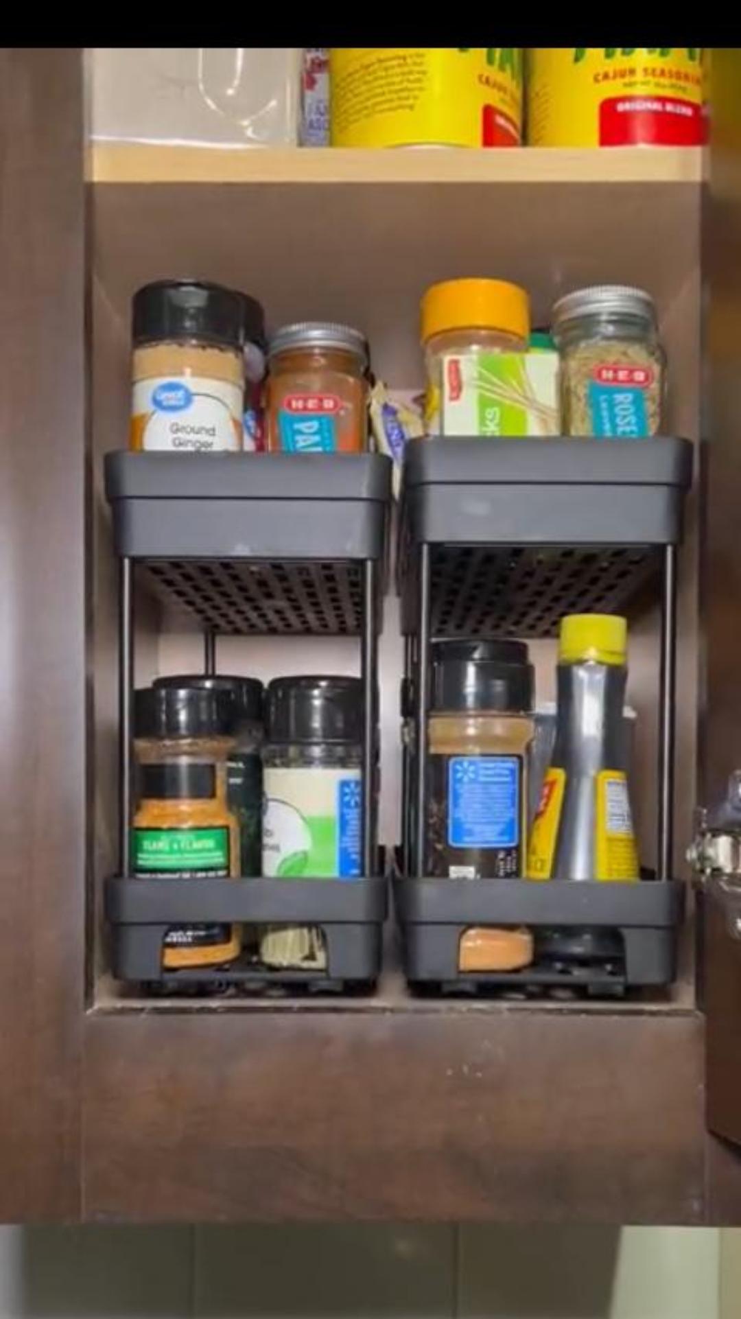 AOKIWO 2pk Pull Out Spice Rack Organizer for 12"x11"x5" Cabinets ...
