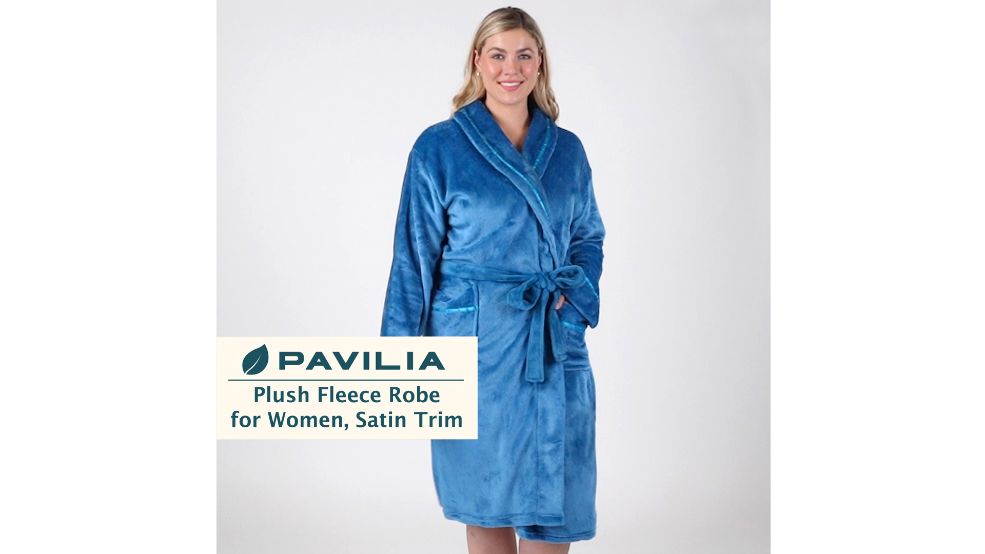 PAVILIA Plush Robe For Women, Turquoise Teal Blue Fluffy Soft Bathrobe ...