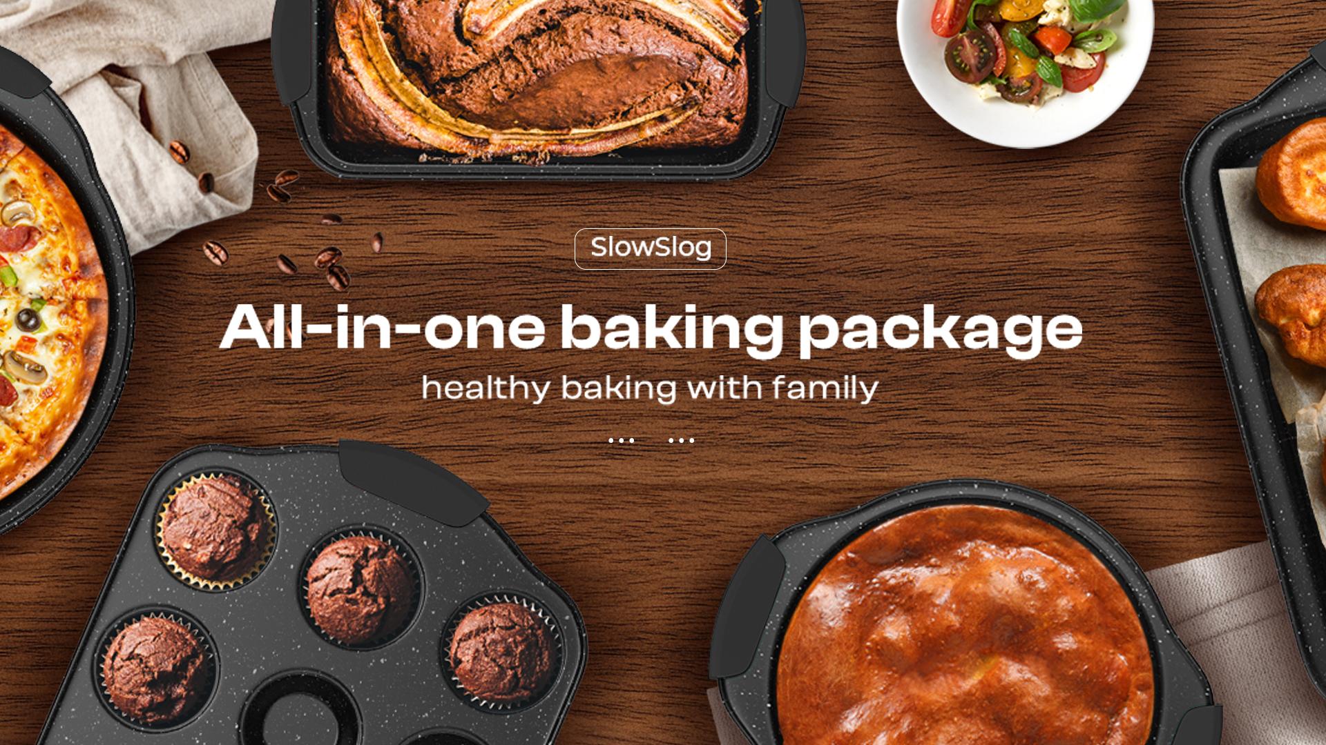 Slow Slog Nonstick Bakeware Set, 14-Piece Baking Pans Set, Stackable ...