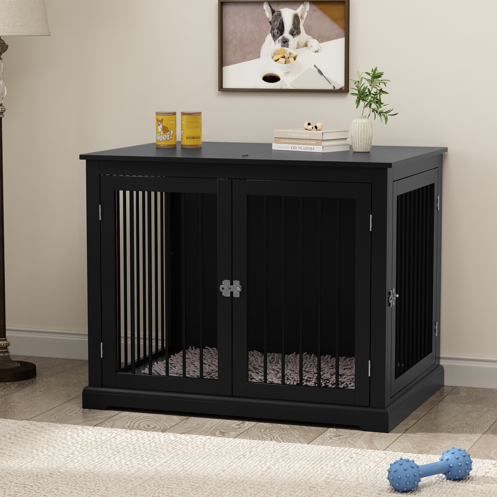 "HLR Big Side Open Large Dog Crate with Flip Cover, Anti-Chew Metal ...
