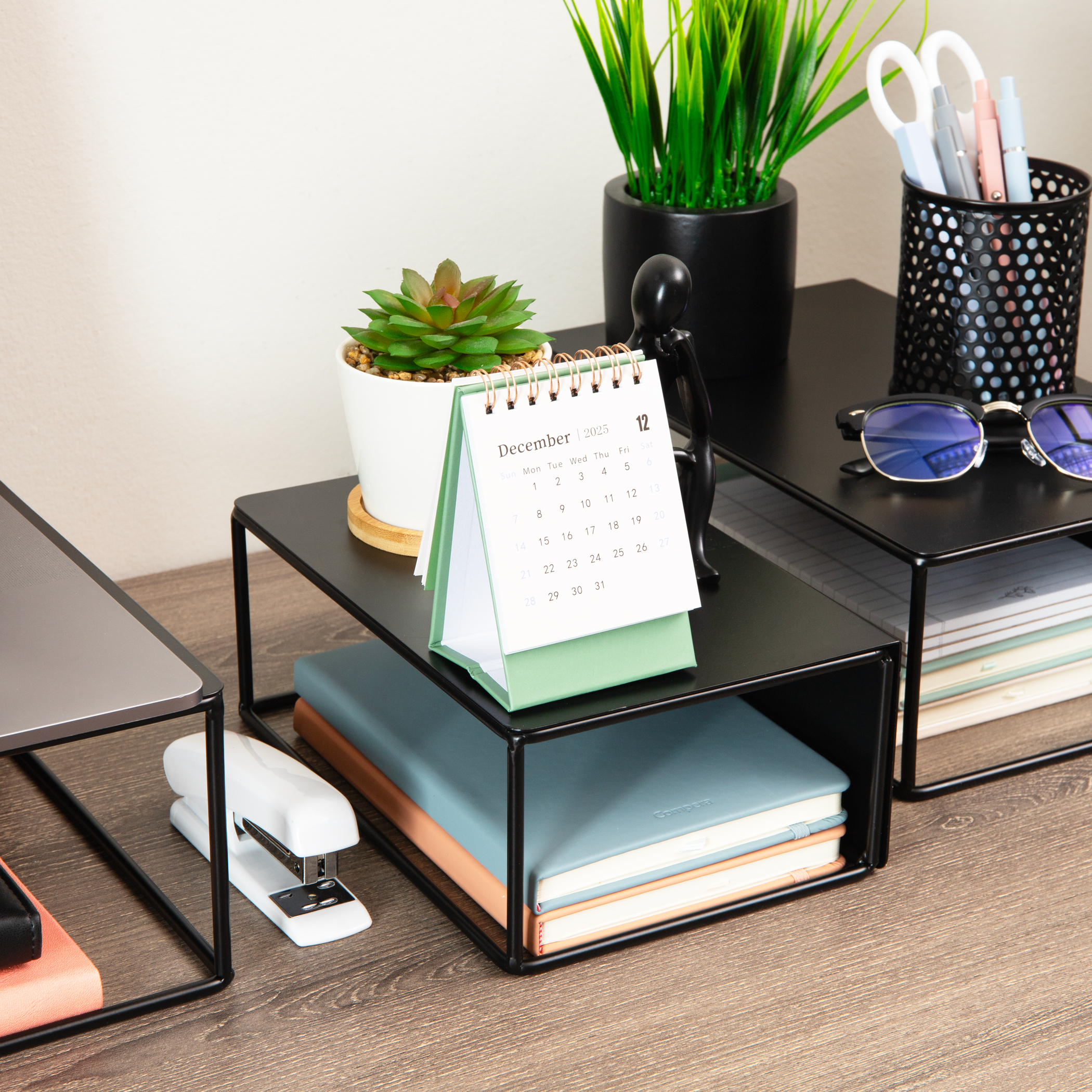 Mind Reader 3 Piece Metal Desktop Riser Set for Monitor, Laptop, and ...