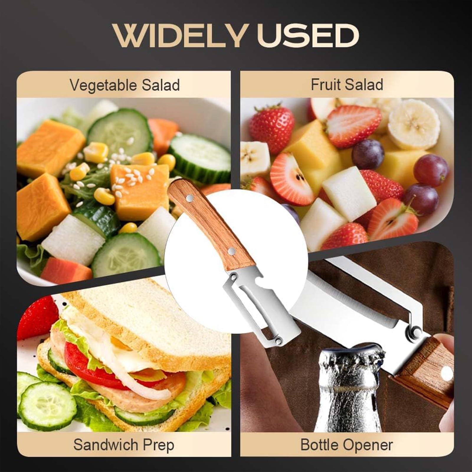 Vegetable Peeler With Wooden Handle, Multi-Functional Vegetable Peeler ...