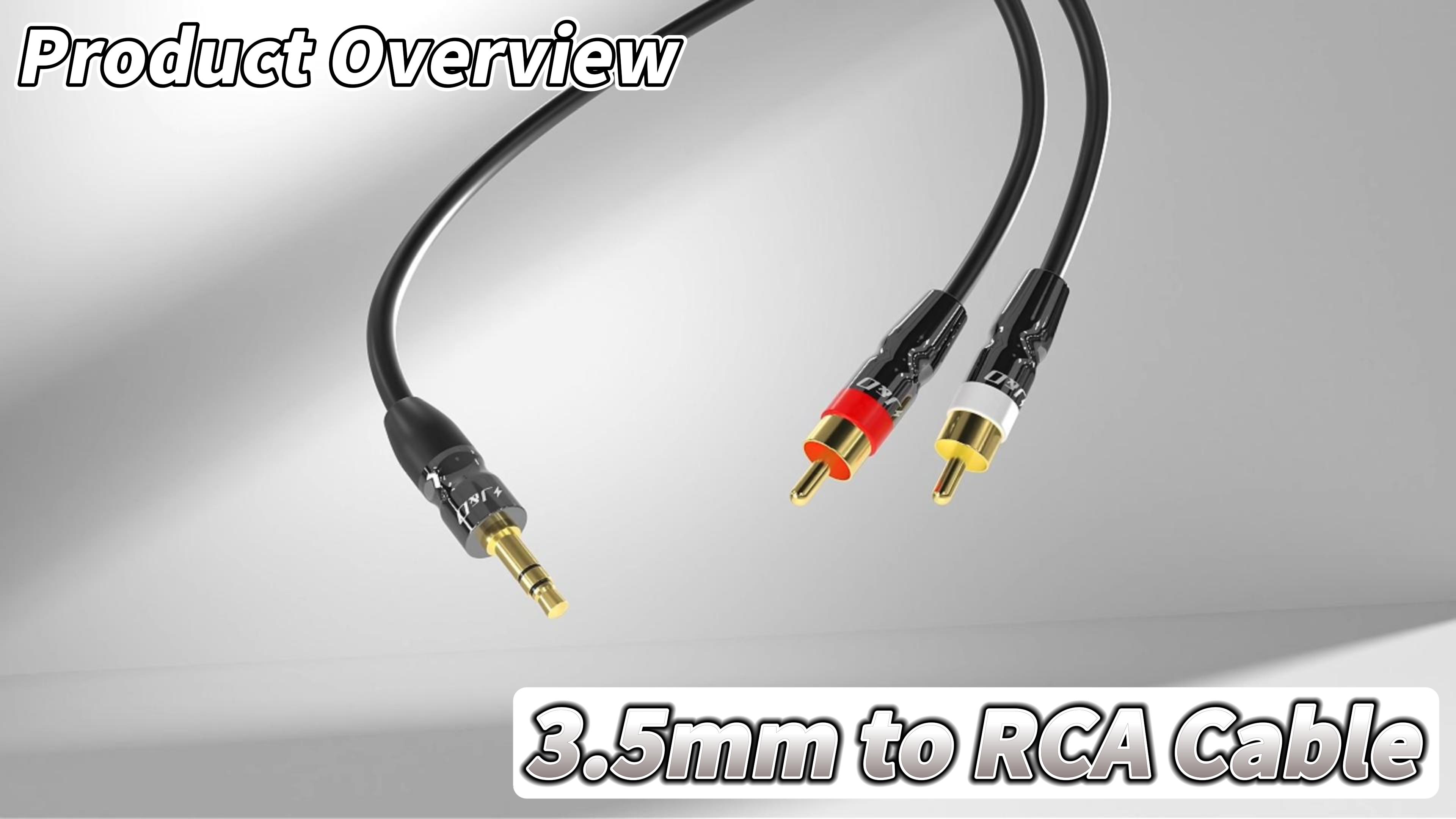 J&D Gold Plated Heavy-Duty 3.5mm to 2 RCA Jack Audio Cable with AUX ...