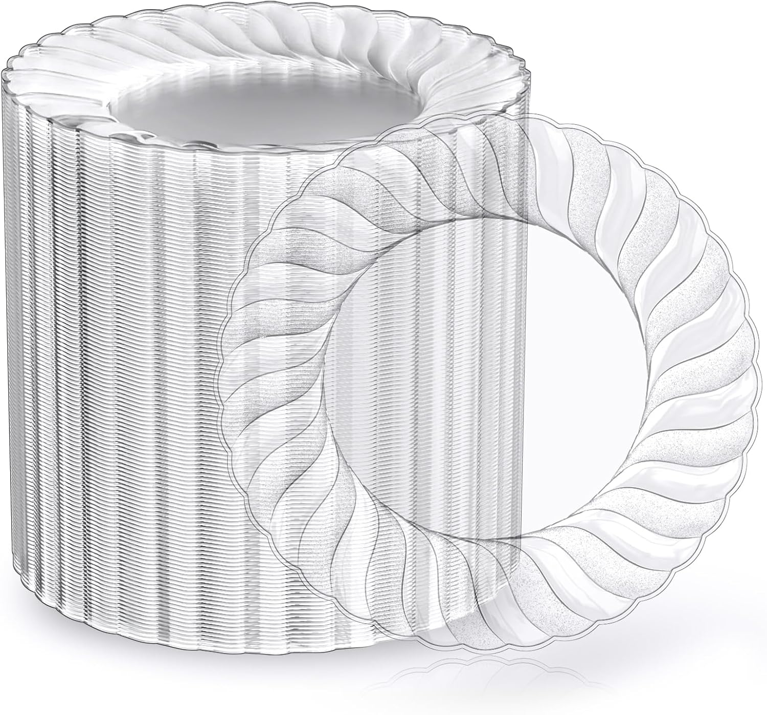 LDNIO Plastic Plates 6” - Heavy Duty Clear Plastic Plates - Disposable ...