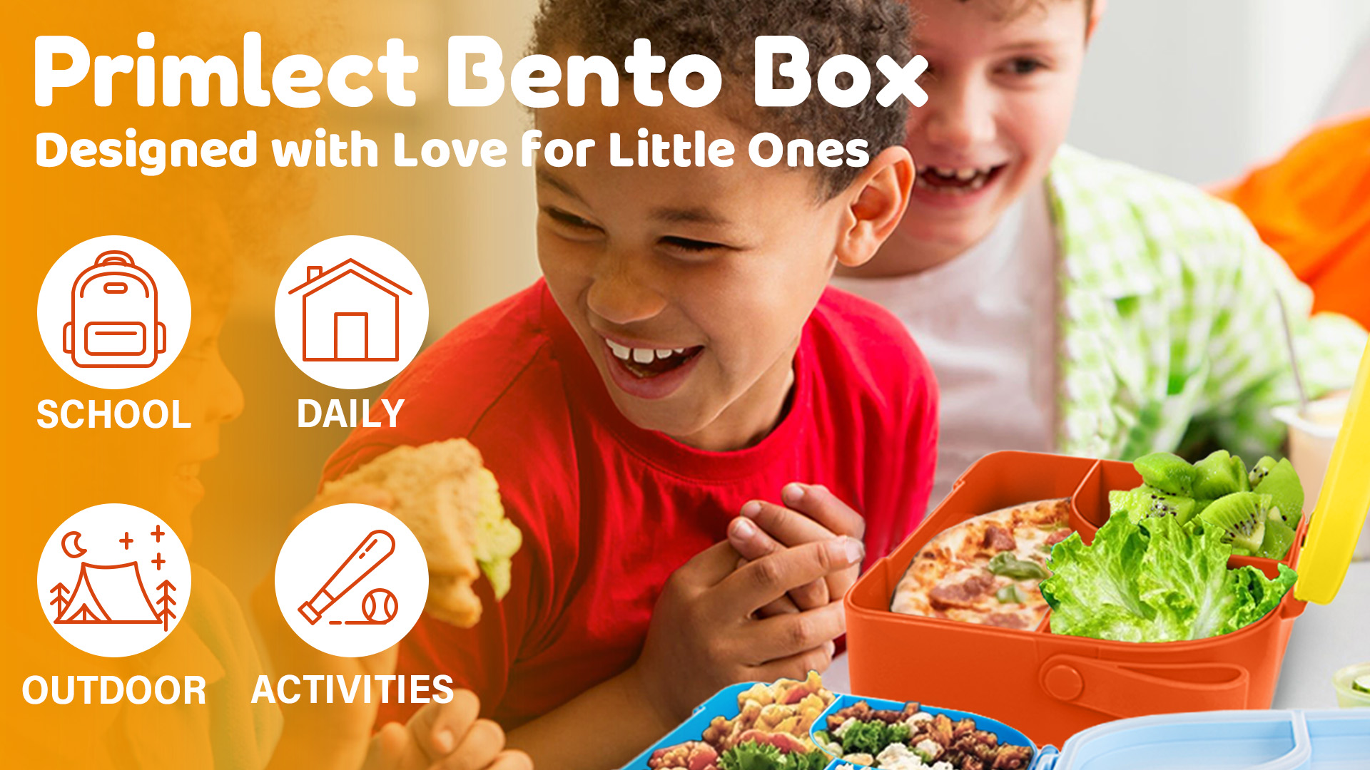 Primlect Bento Box, 3-Compartment Kids Lunch Container Set with Leak ...