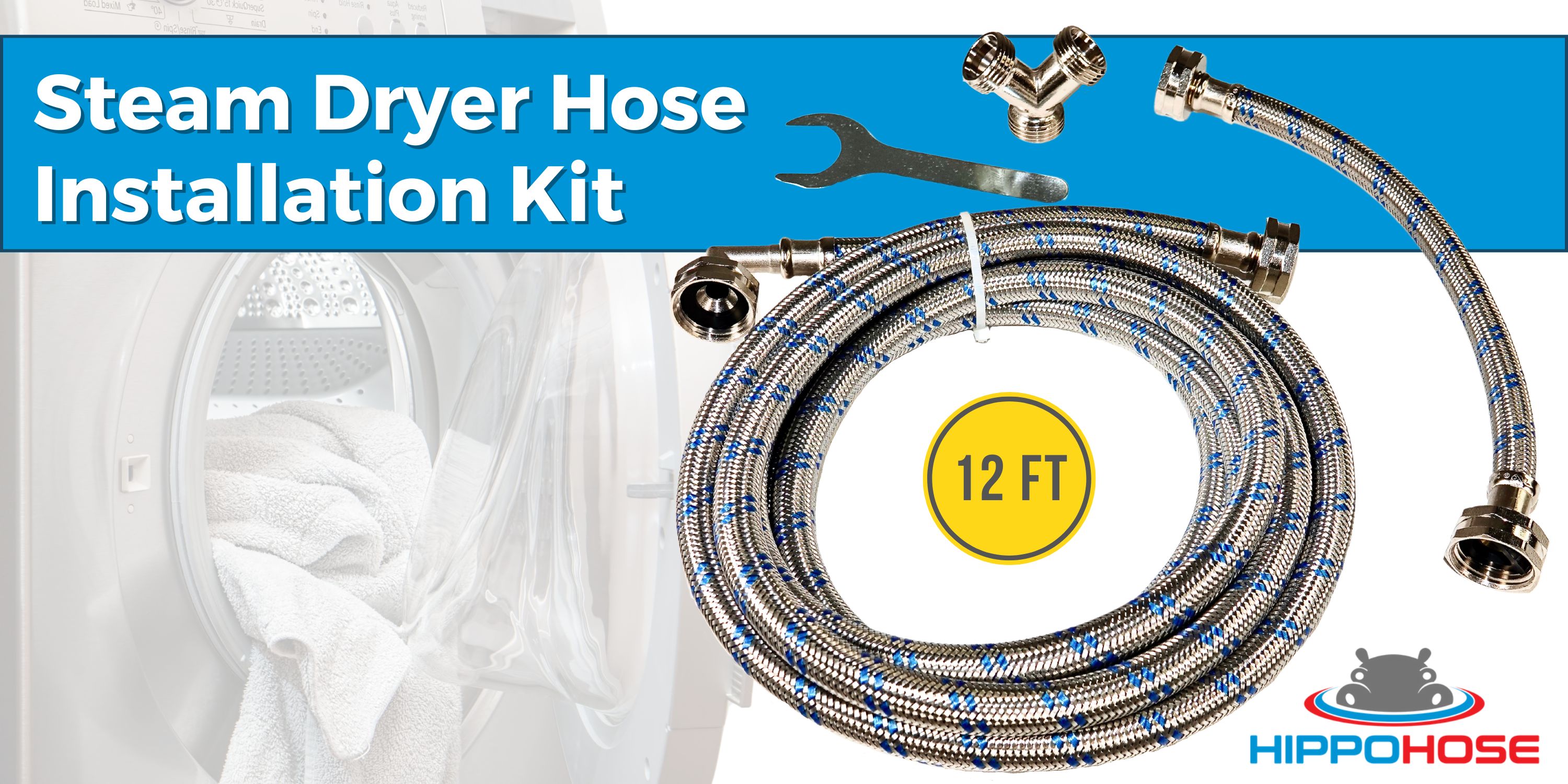 LONG Steam Dryer Hose Install Kit (12 FT) - OCTAGON Connections for ...