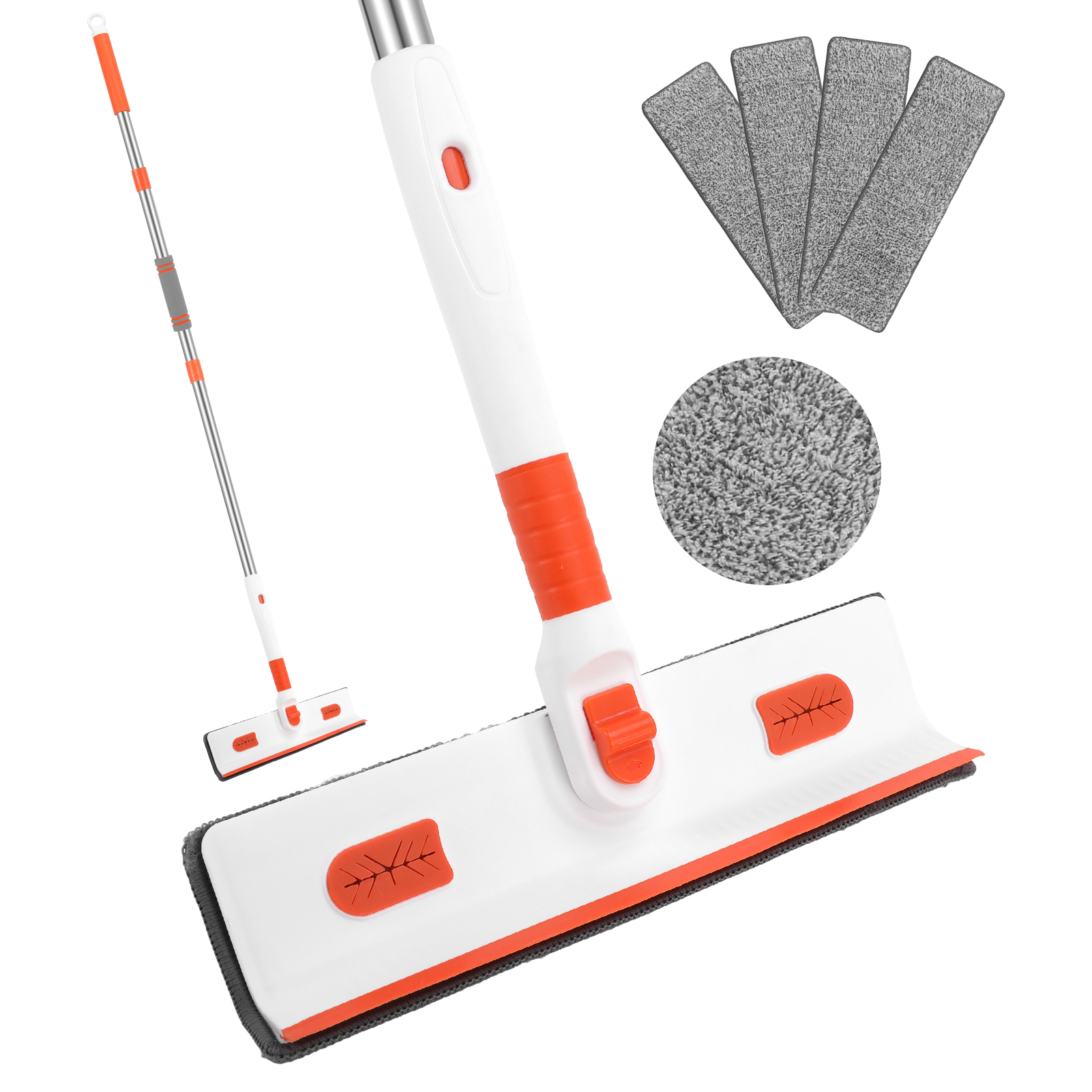 AOWOO Wall & Baseboard Cleaner Mop with 57'' Handle & 4 Reusable Pads ...