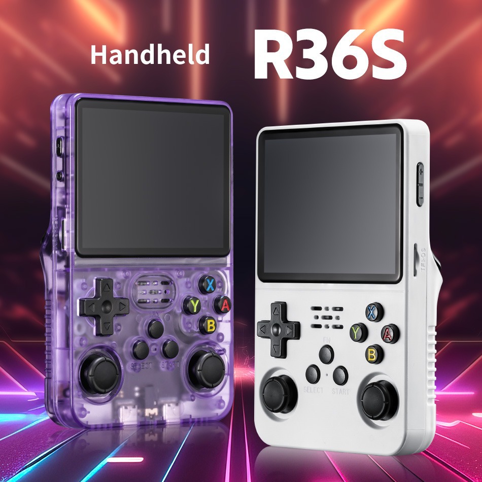 R36S open source handheld game console, large screen, large memory, large battery,pink,64G ...