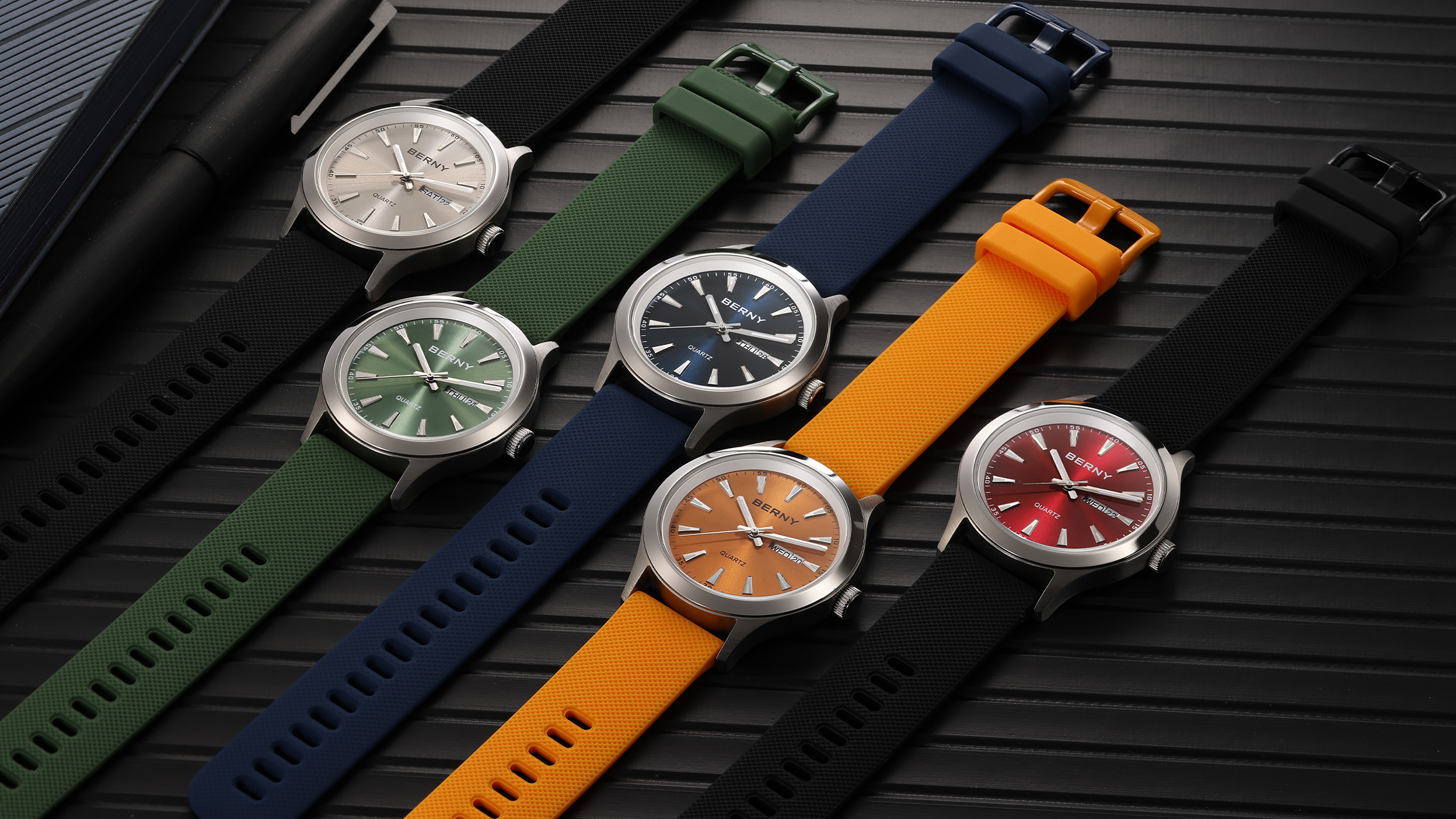 BERNY Quartz Watch for Men, Fashion Sports Men Watches with Silicone ...