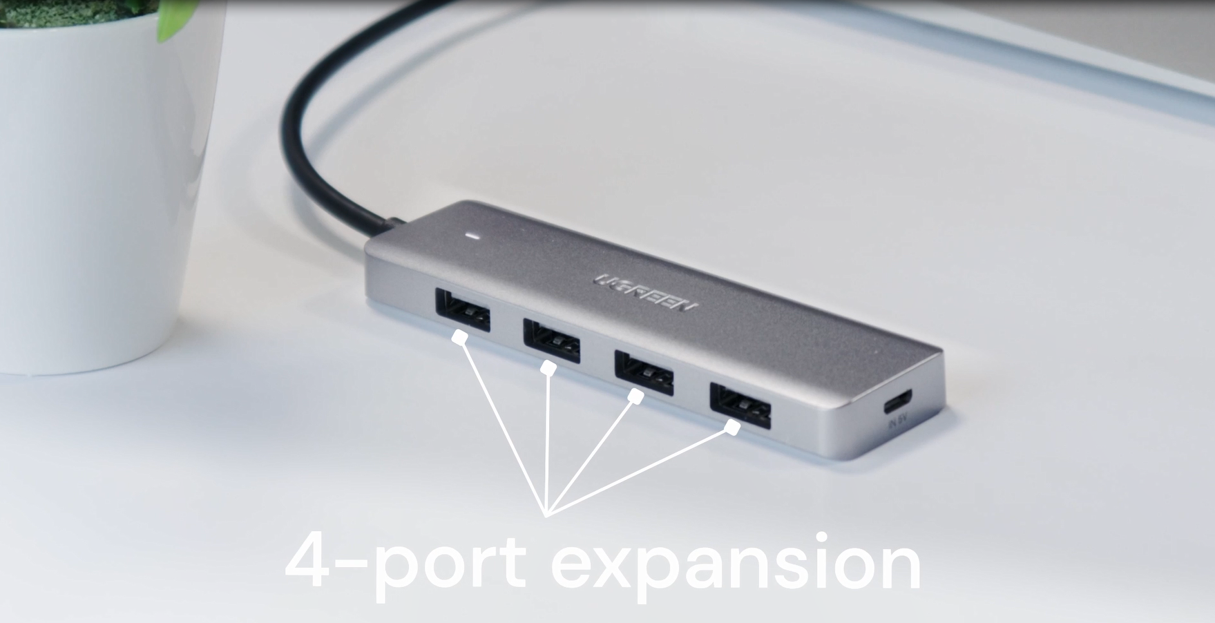 UGREEN 5 in 1 USB Hub, Multiport Adapter with 4 USB 3.0 Ports, USB-C ...