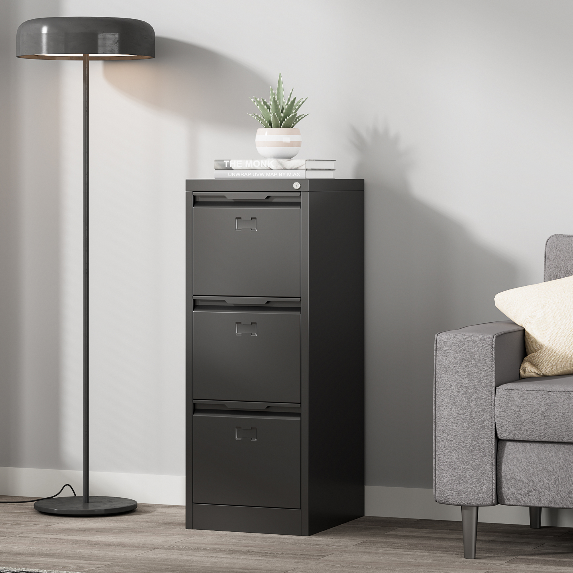 Coolsun 3 Drawer File Cabinets with Lock, Small Filing Cabinets for ...