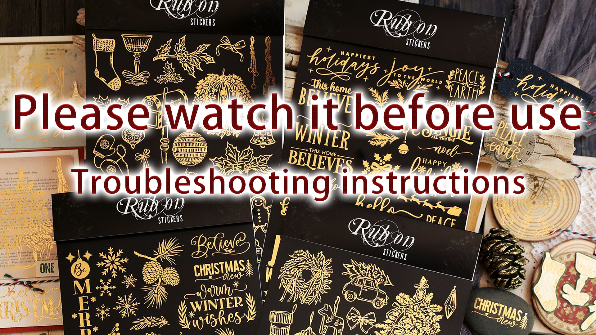 CATaireen Merry Christmas Quotes Gold Foil Rub On Transfer Stickers ...