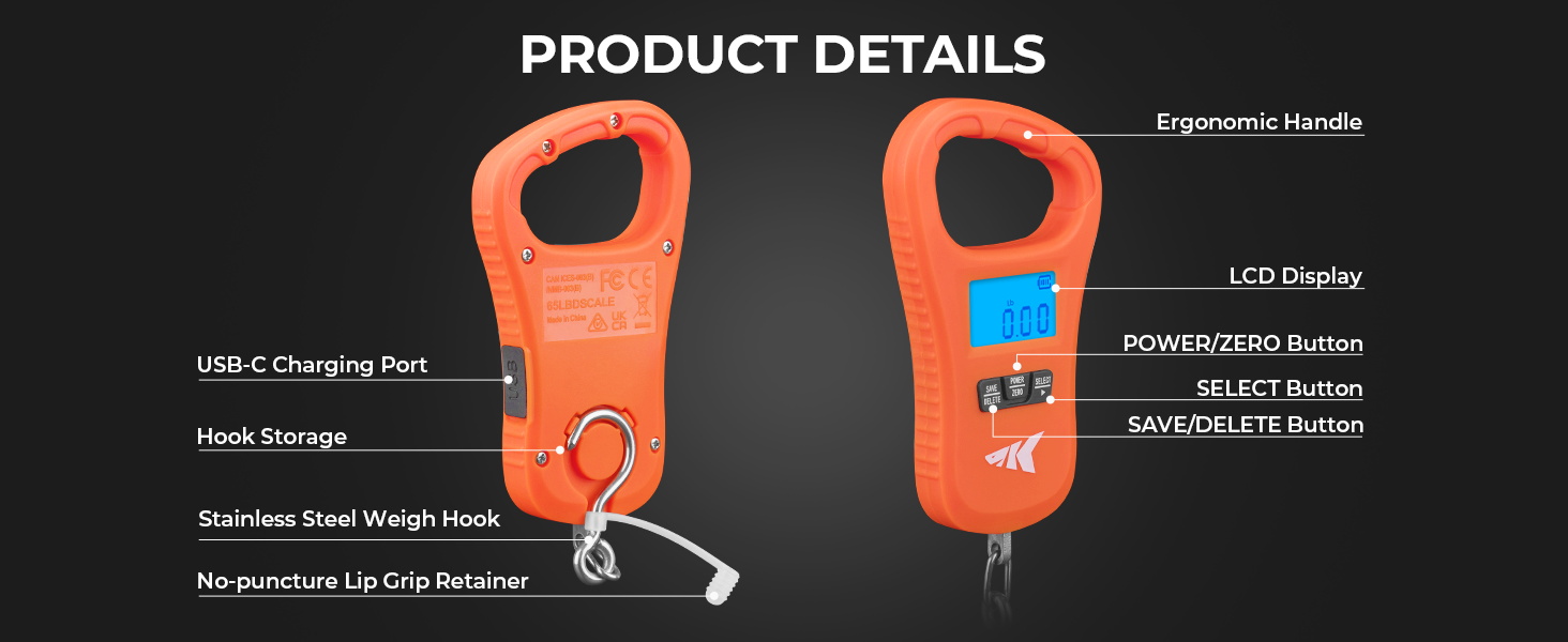 KastKing USB Charging Fishing Scale, Fishing Accessories for Men,65lb ...