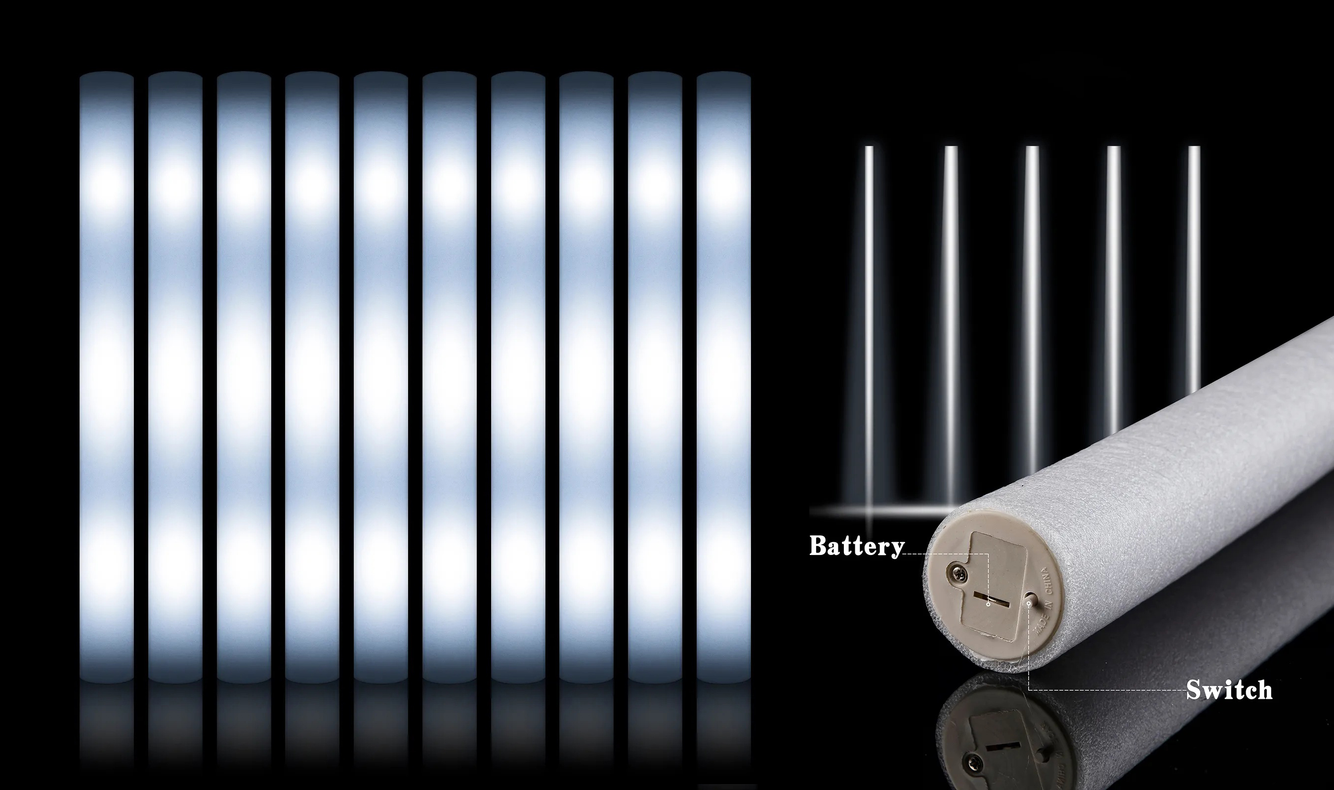 Party Glowz Bulk Pack of 100 LED Light Up 18 inch White Foam Stick ...