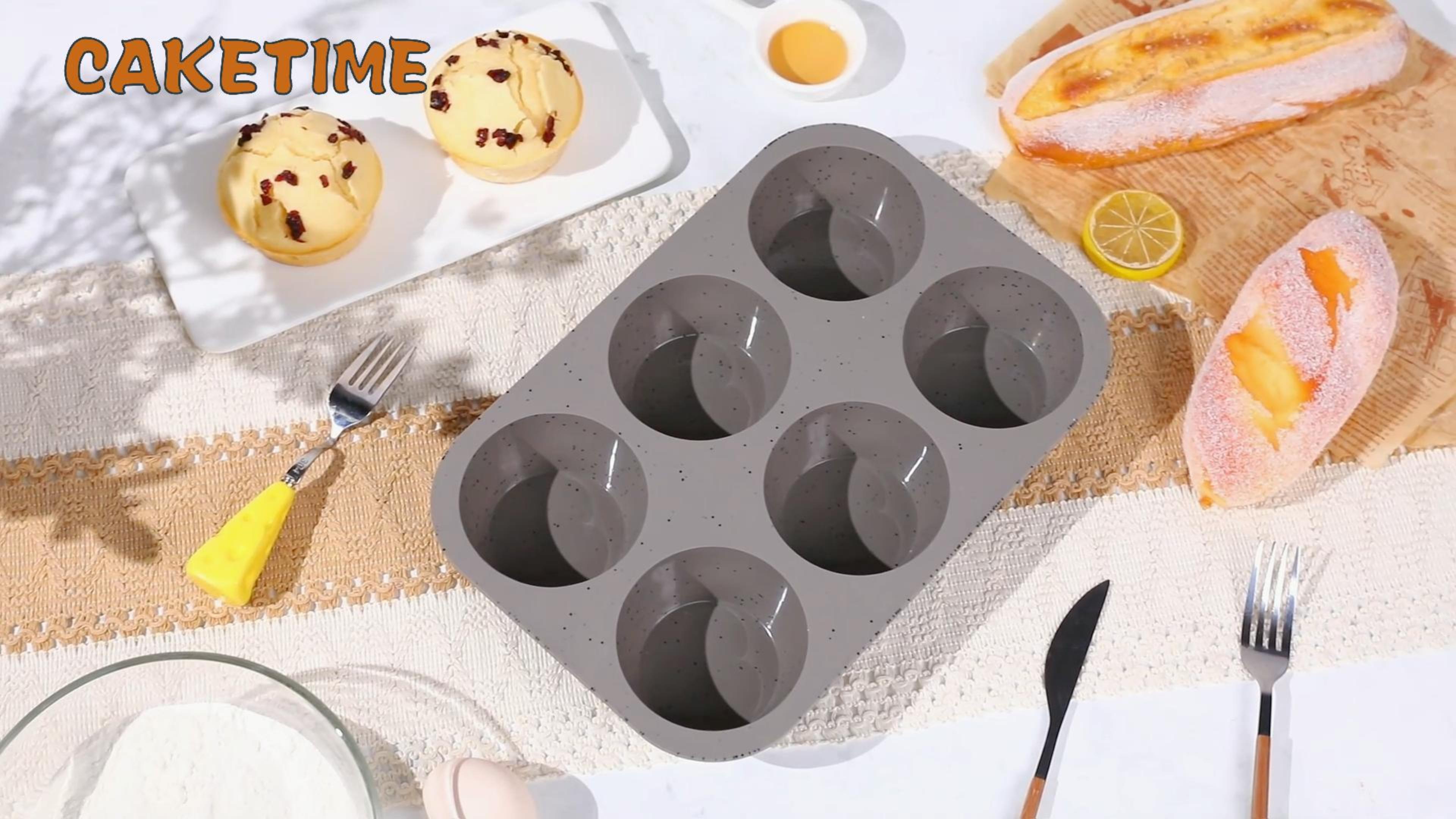 CAKETIME Jumbo Muffin Pan, 6 Cups, 3.5 Inch Silicone Cupcake Tin ...