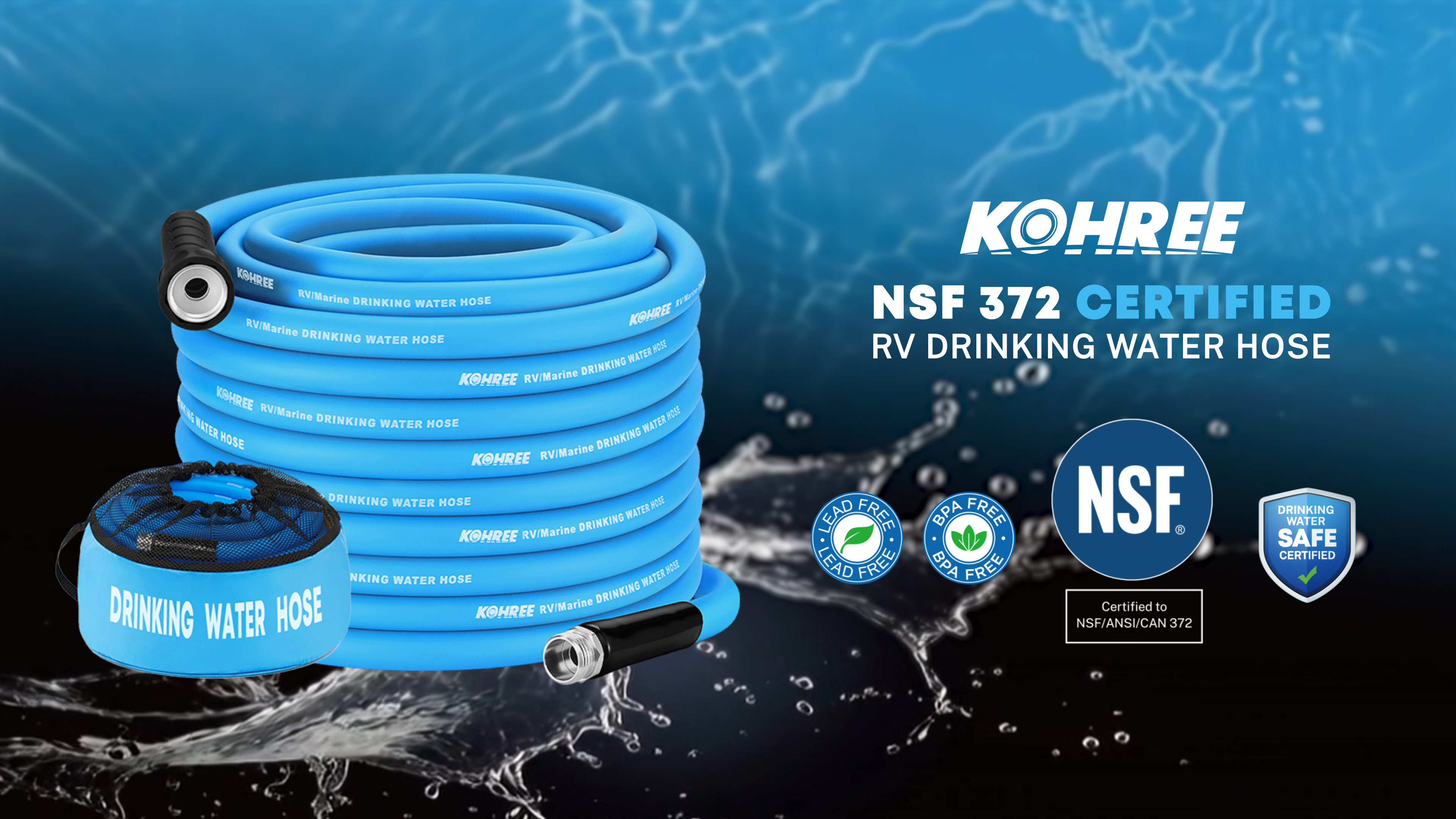 Kohree 50FT RV Water Hose – NSF Certified 5/8" Premium Drinking Water ...