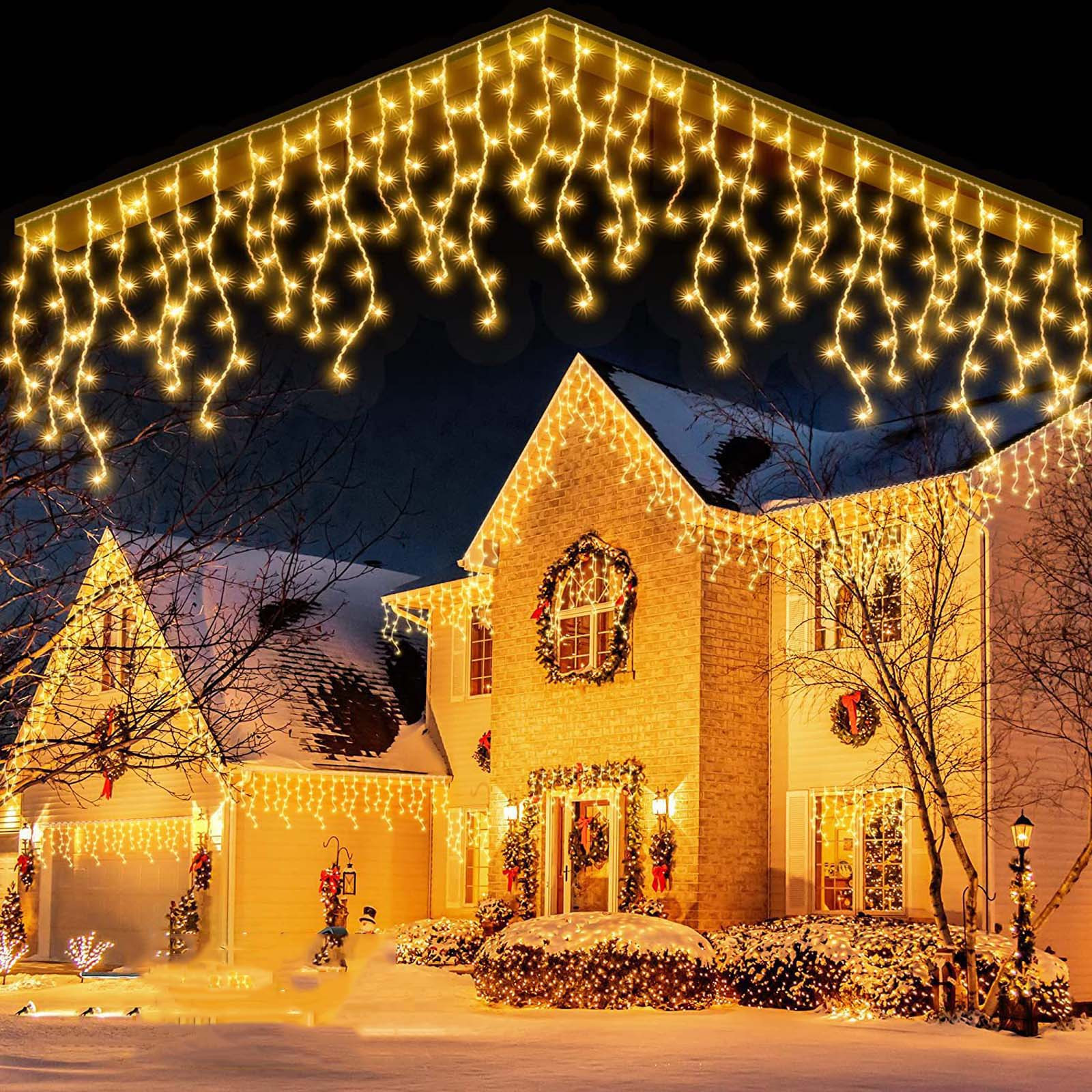 Icicle Lights Christmas Lights Outdoor Extendable Dripping Lights Warm ...